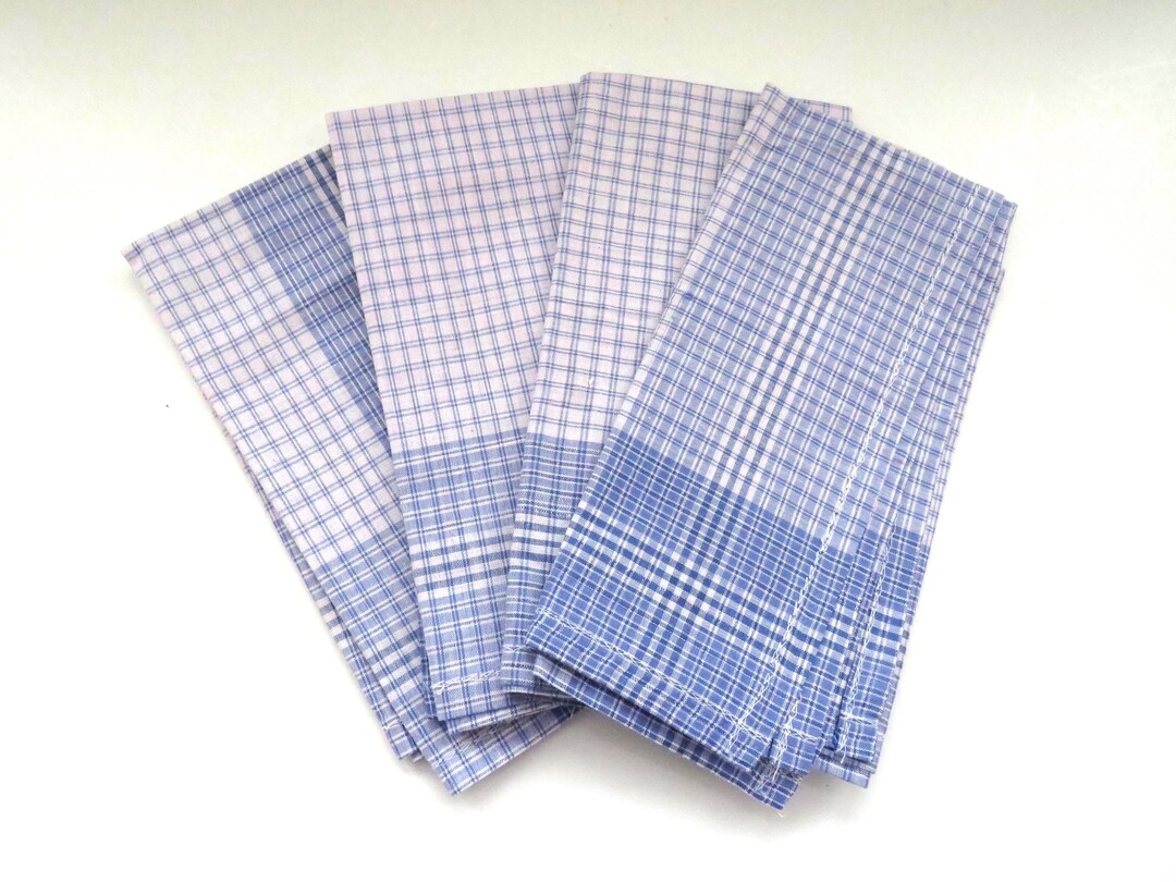 Mens Vintage Blue Lavender Handkerchiefs - FOUR Large Cotton Hankies ...