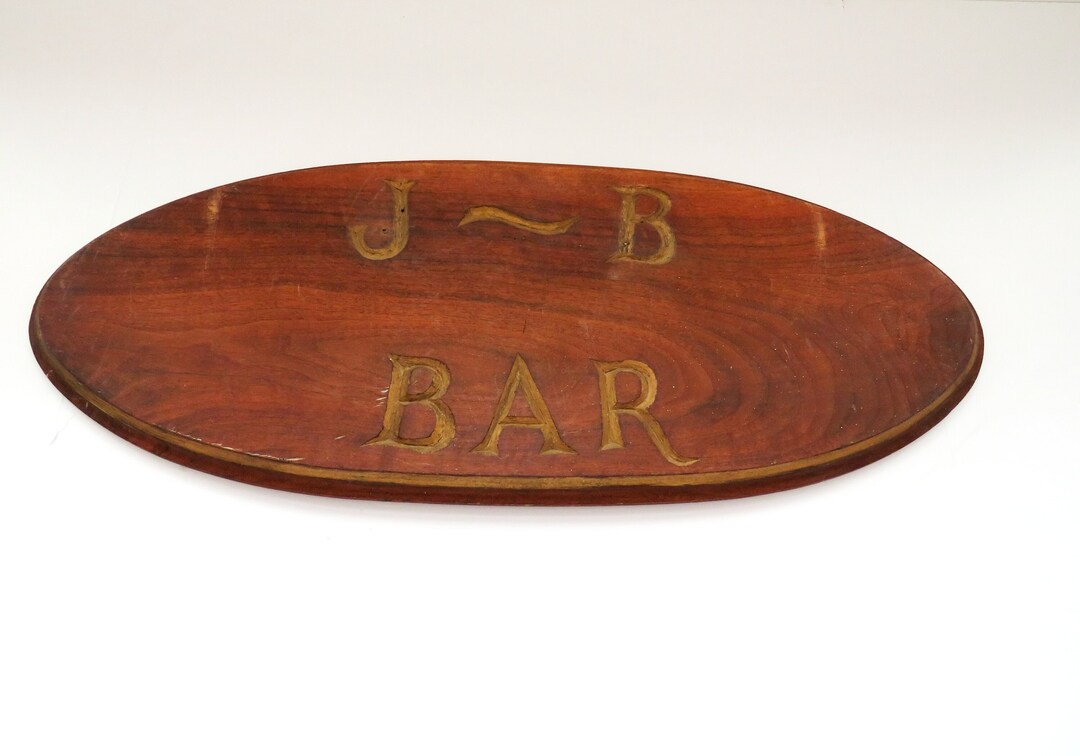 1950 Wooden BAR Sign - Salvaged Reclaimed Cherry Wood Sign - Initials ...
