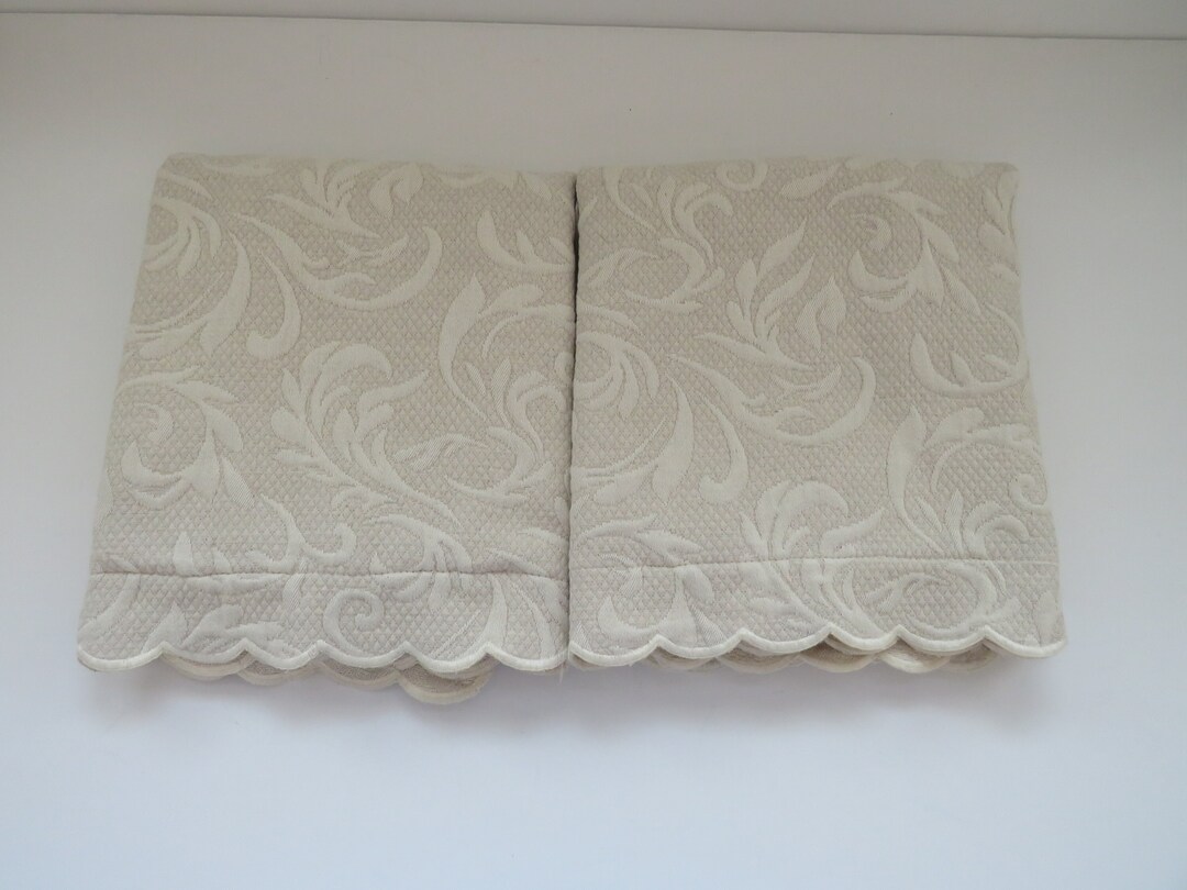 Pair CREAM Peacock Alley Matelasse Pillow Shams Standard Shams Linen ...
