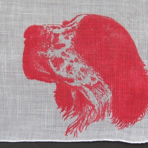 Vintage English Springer Spaniel Hanky Handkerchief - Red White Bird ...