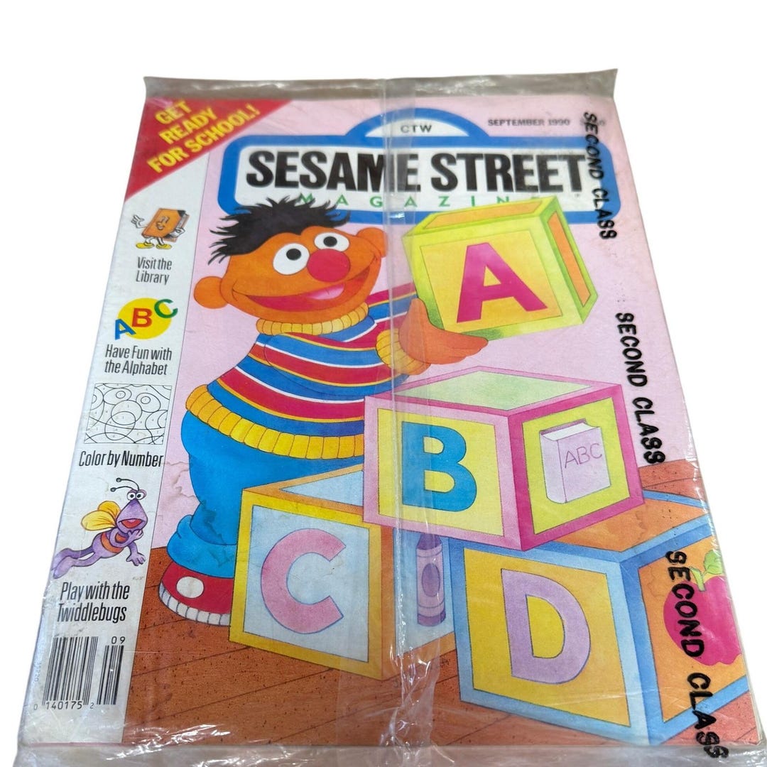 Sesame Street Magazine Vtg September 1990 Back to School Ernie Retro ...
