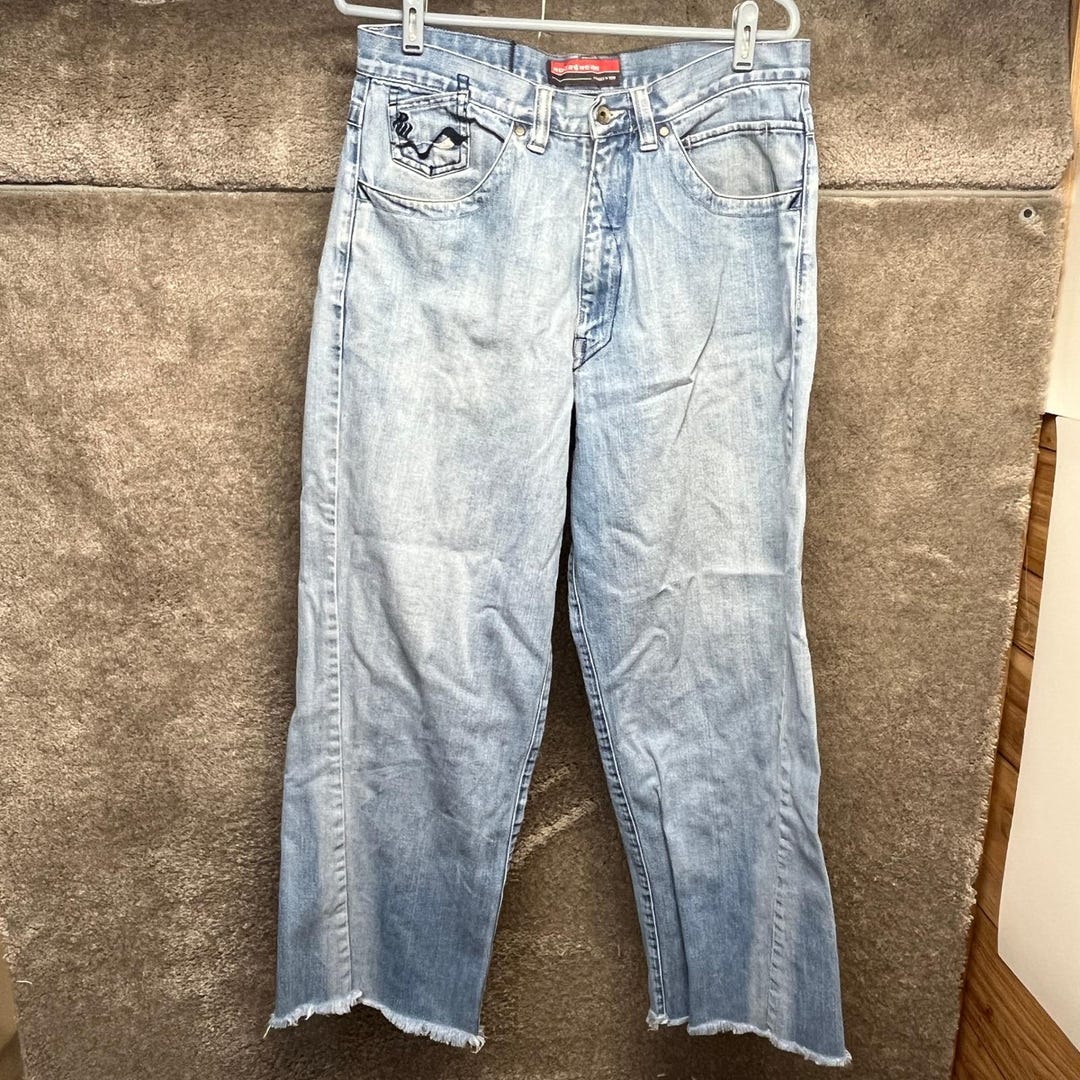 Vintage Rocawear Mens Jeans 34x28 Blue Denim Straight Light Wash ...