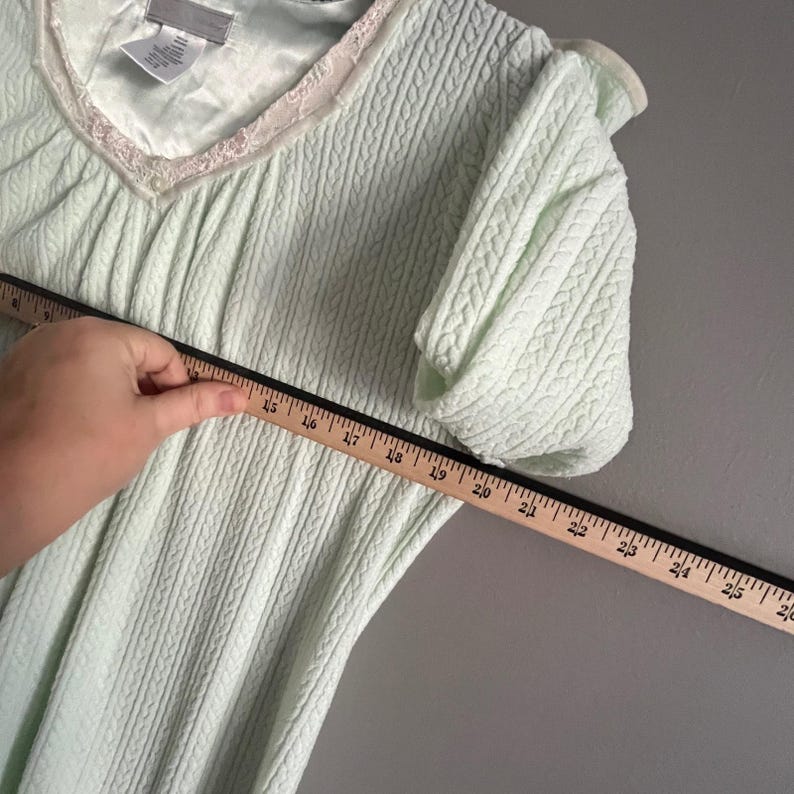 Vintage 90s Earth Angel Sleepwear Nightgown Medium Green Textured Knit ...