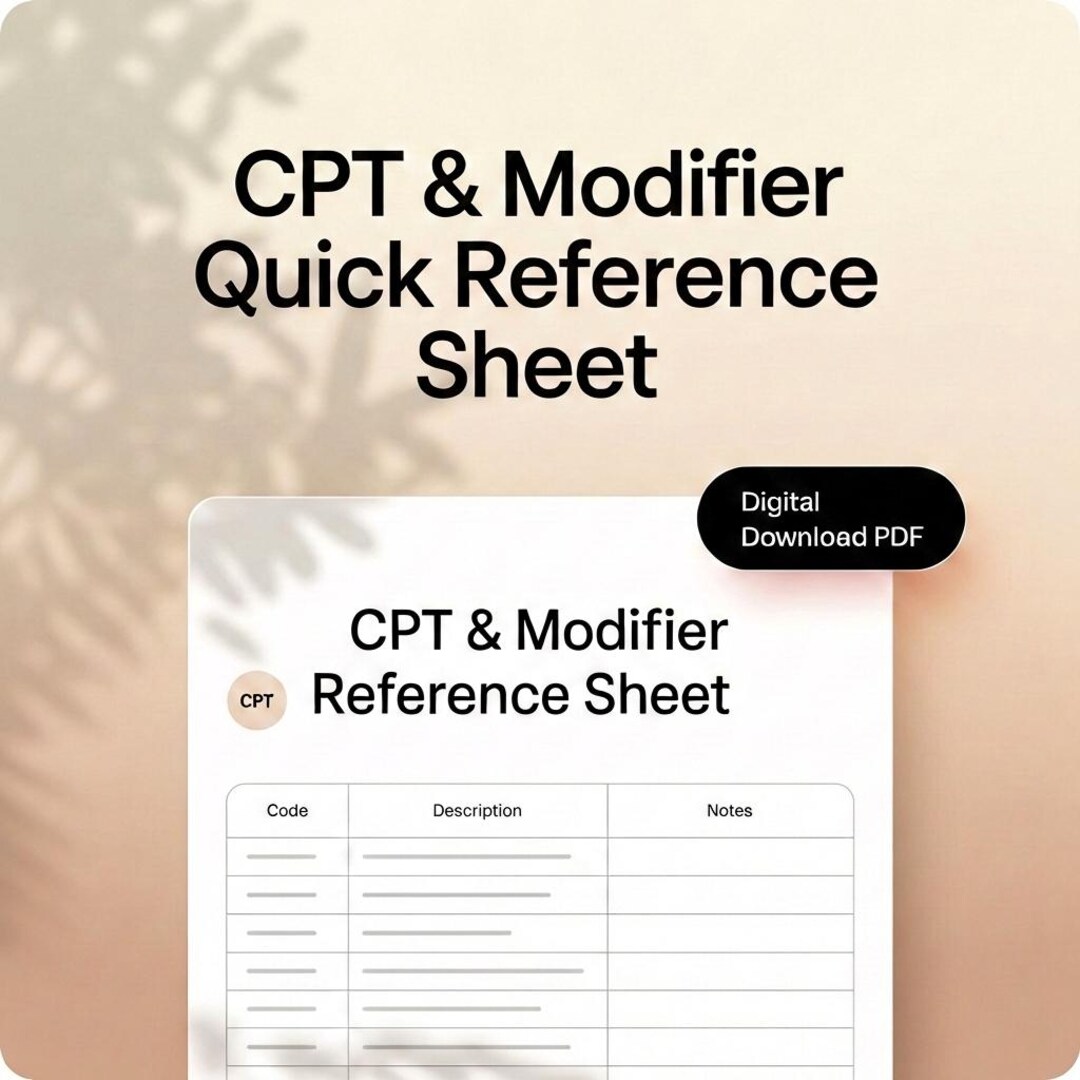 CPT & Modifier Quick Reference Sheet | Therapy Billing Codes ...