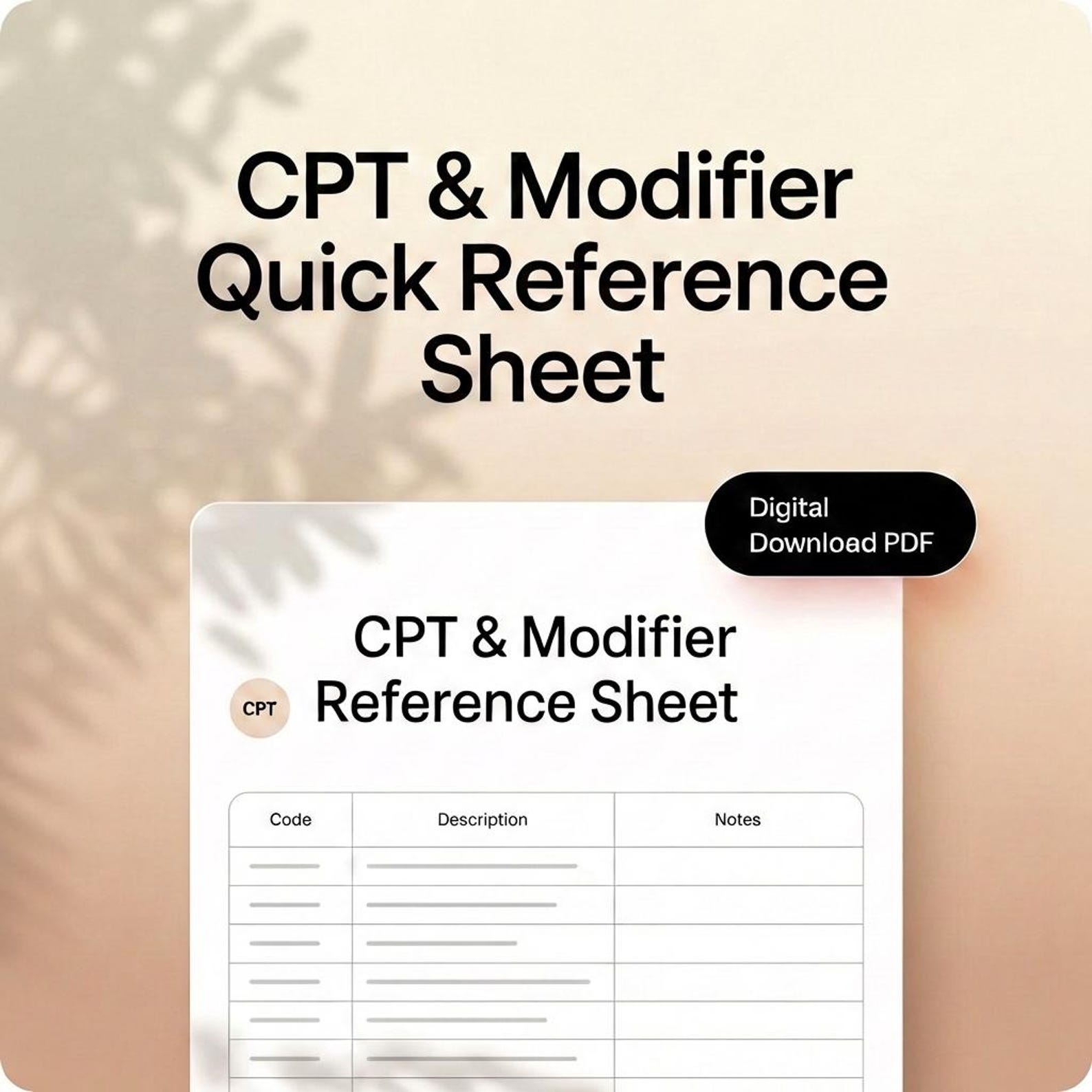 CPT & Modifier Quick Reference Sheet | Therapy Billing Codes ...