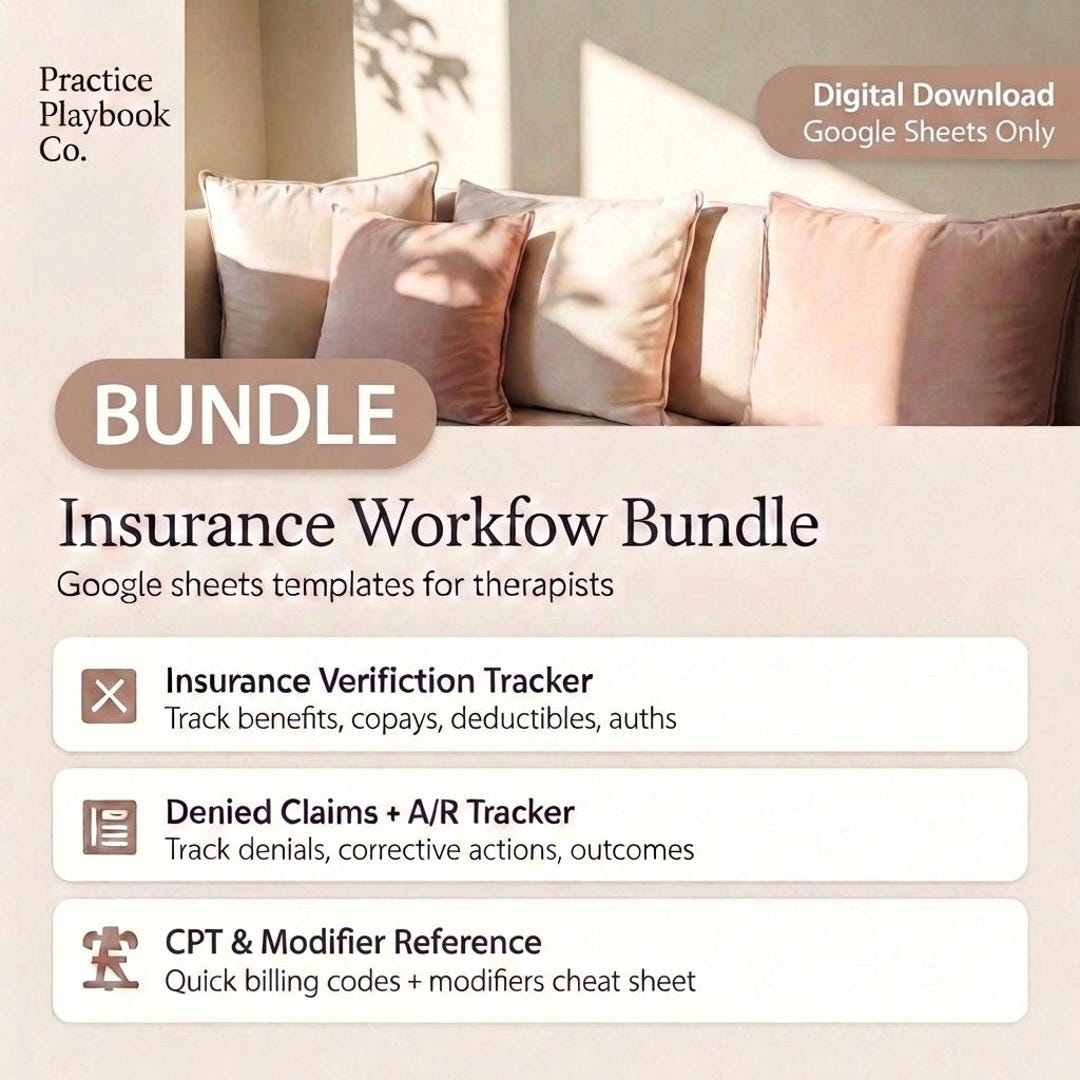 Insurance Verification + Denied Claims Tracker Bundle | Therapist ...