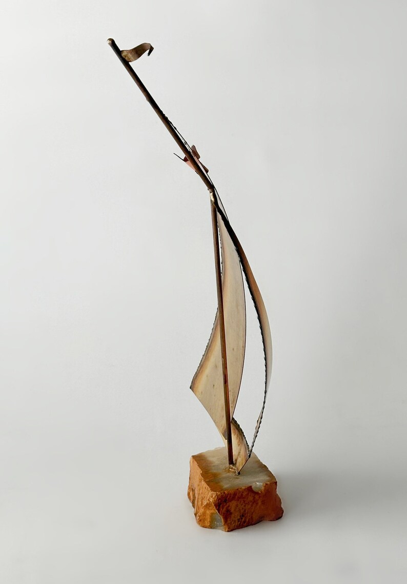 Mario Jason Copper & Brass Sailboat Sculpture on Onyx Base - Etsy