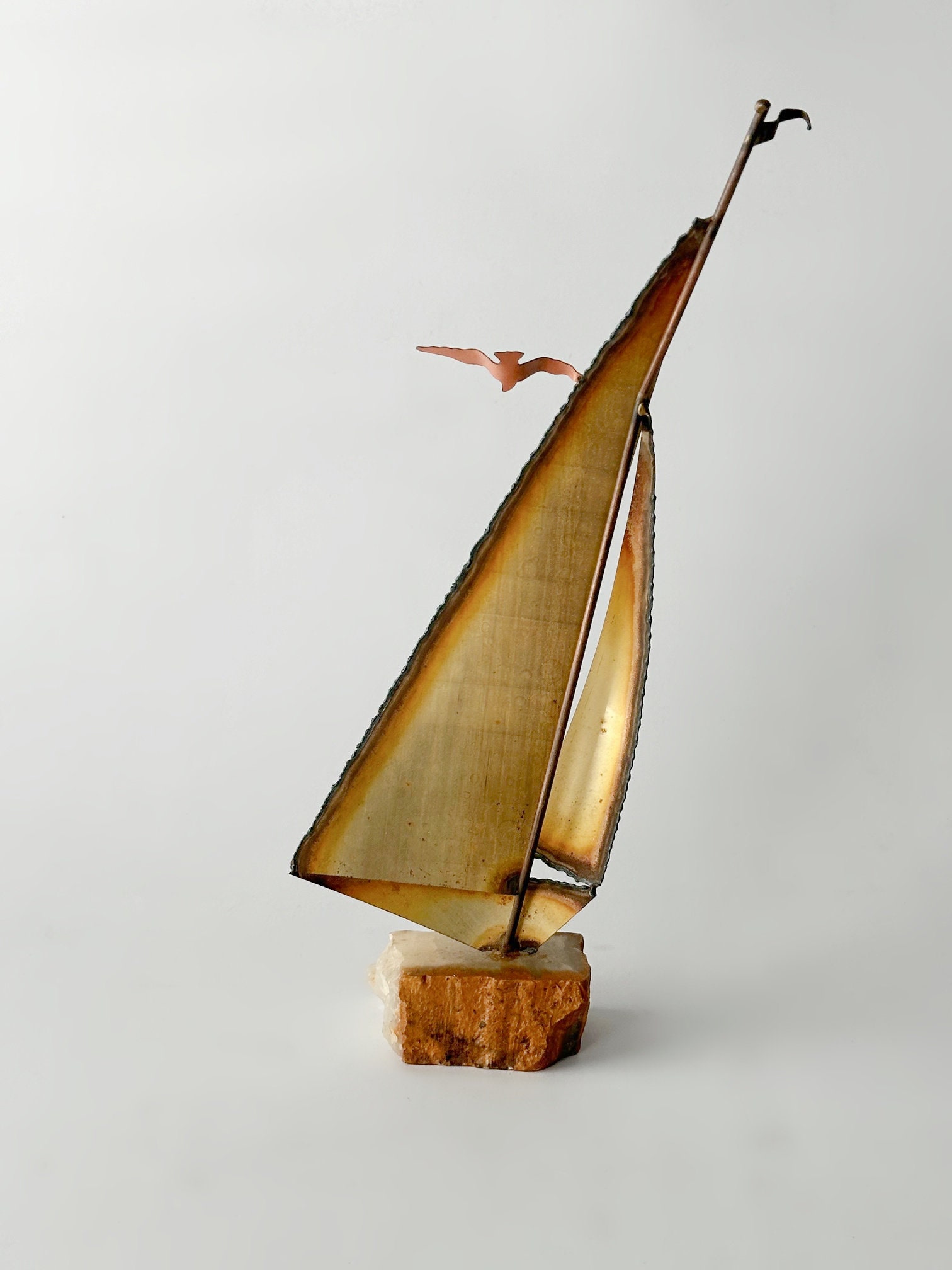 Mario Jason Copper & Brass Sailboat Sculpture on Onyx Base - Etsy