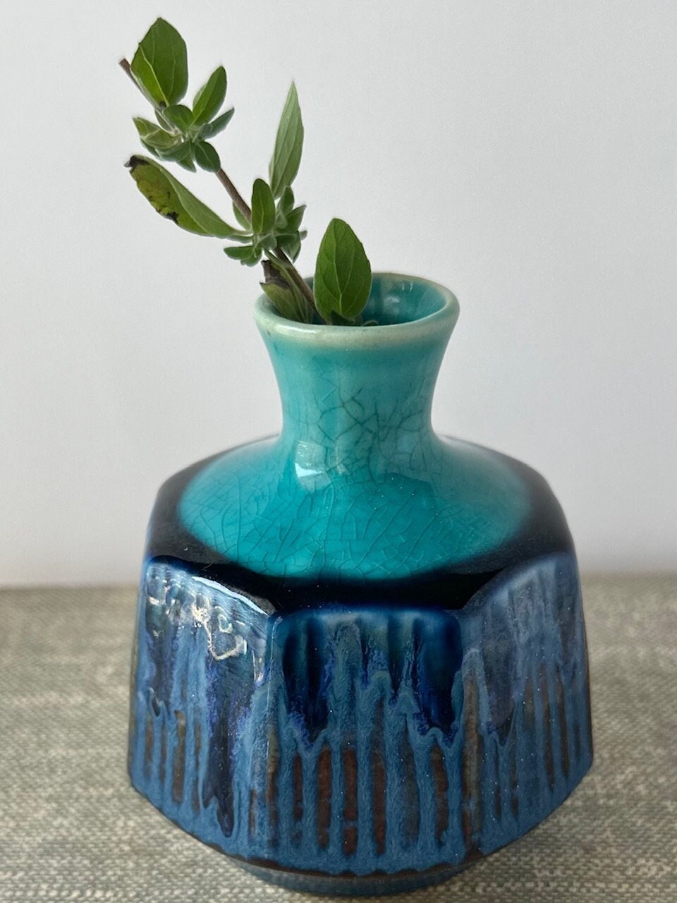 Miya Japanese Ceramic Bud Vase Blue and Teal Pottery - Etsy