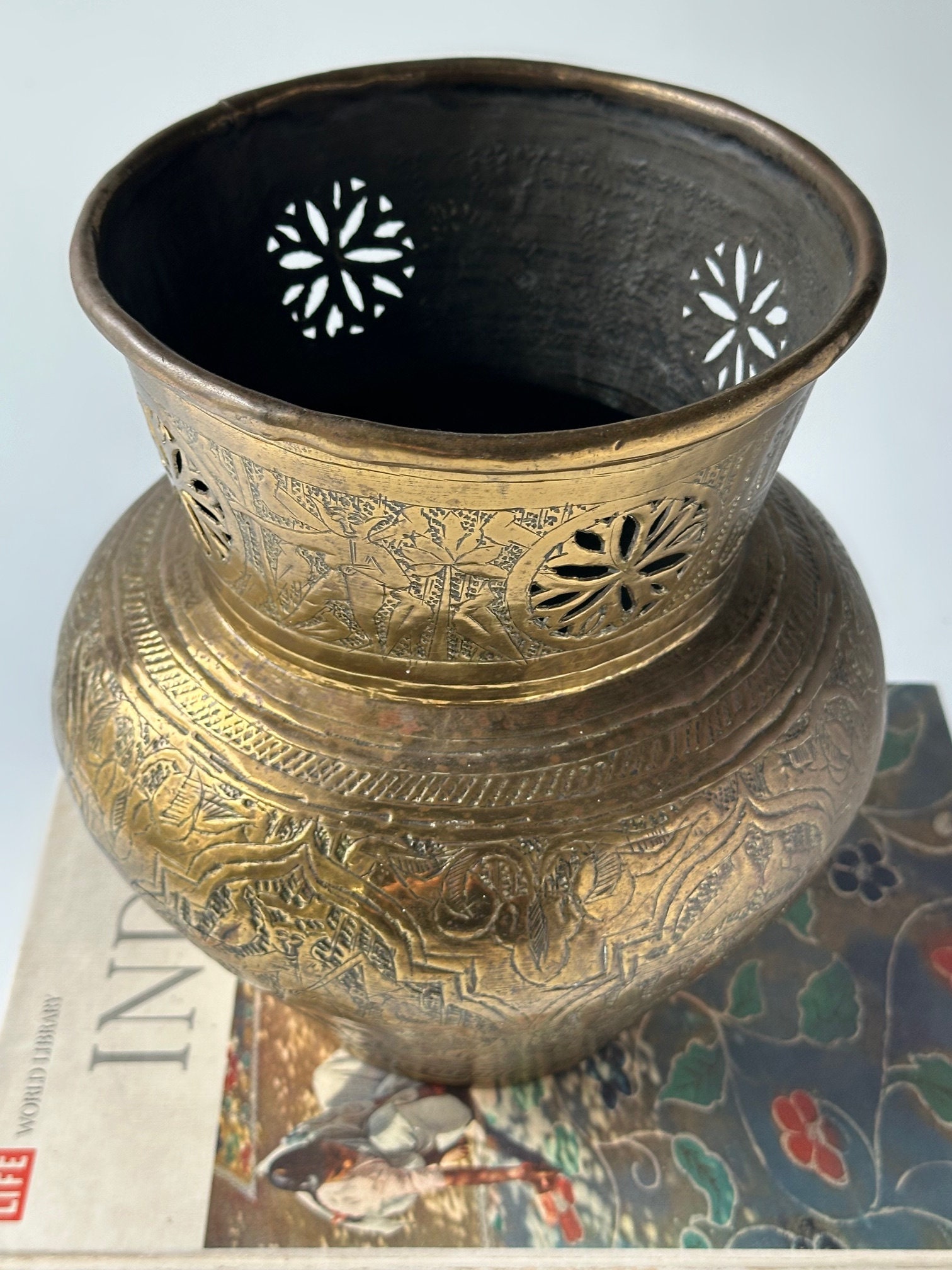 19th Century Brass Islamic Vessel With Arabic Writing - Etsy