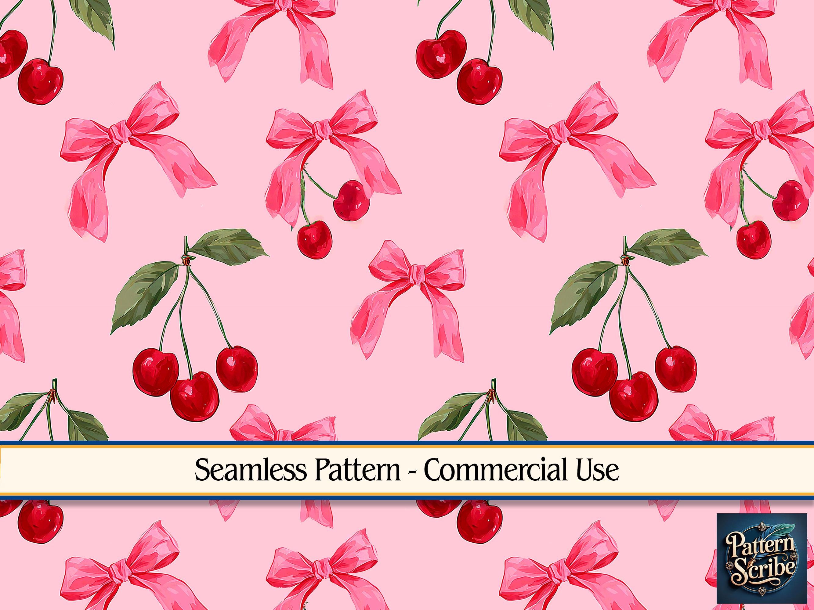 Coquette Bows Cherry Valentines Day | Seamless Digital Paper Pattern ...