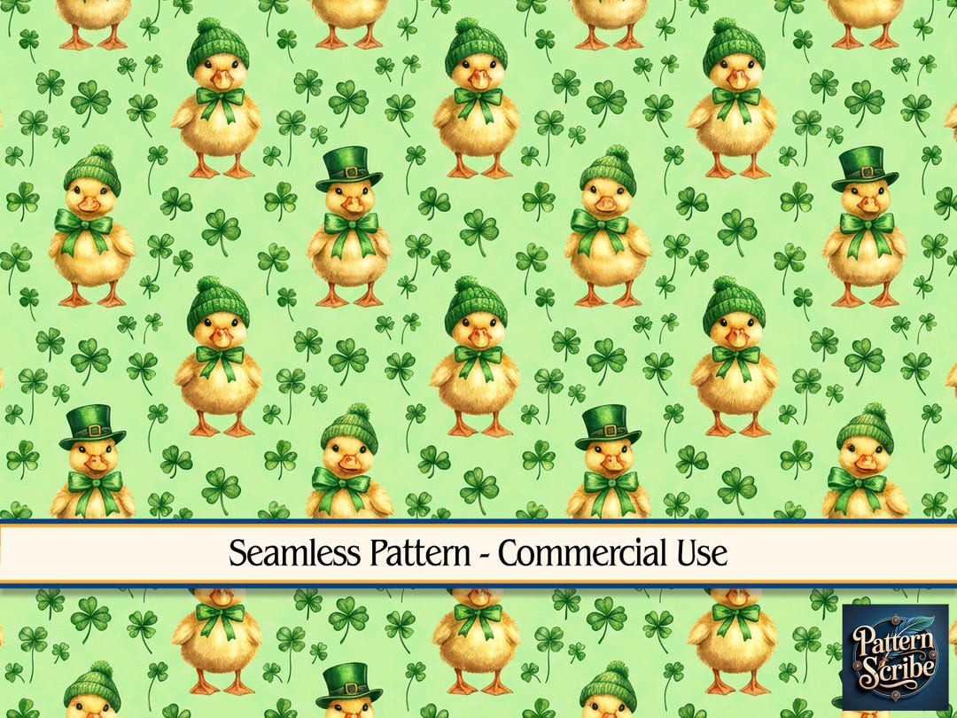 Duck Duckling Clover Shamrock St Patrick's Day | Seamless Digital Paper ...