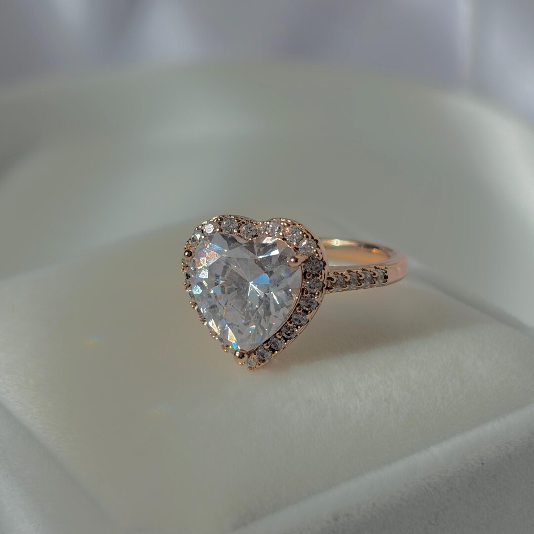 Rose Gold Heart Shape Diamond Look Ring | Perfect Everydat Wear ...