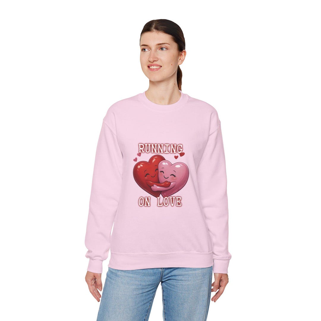 Running on Love Sweatshirt. Cute Heart Design for Couples. Valentines ...