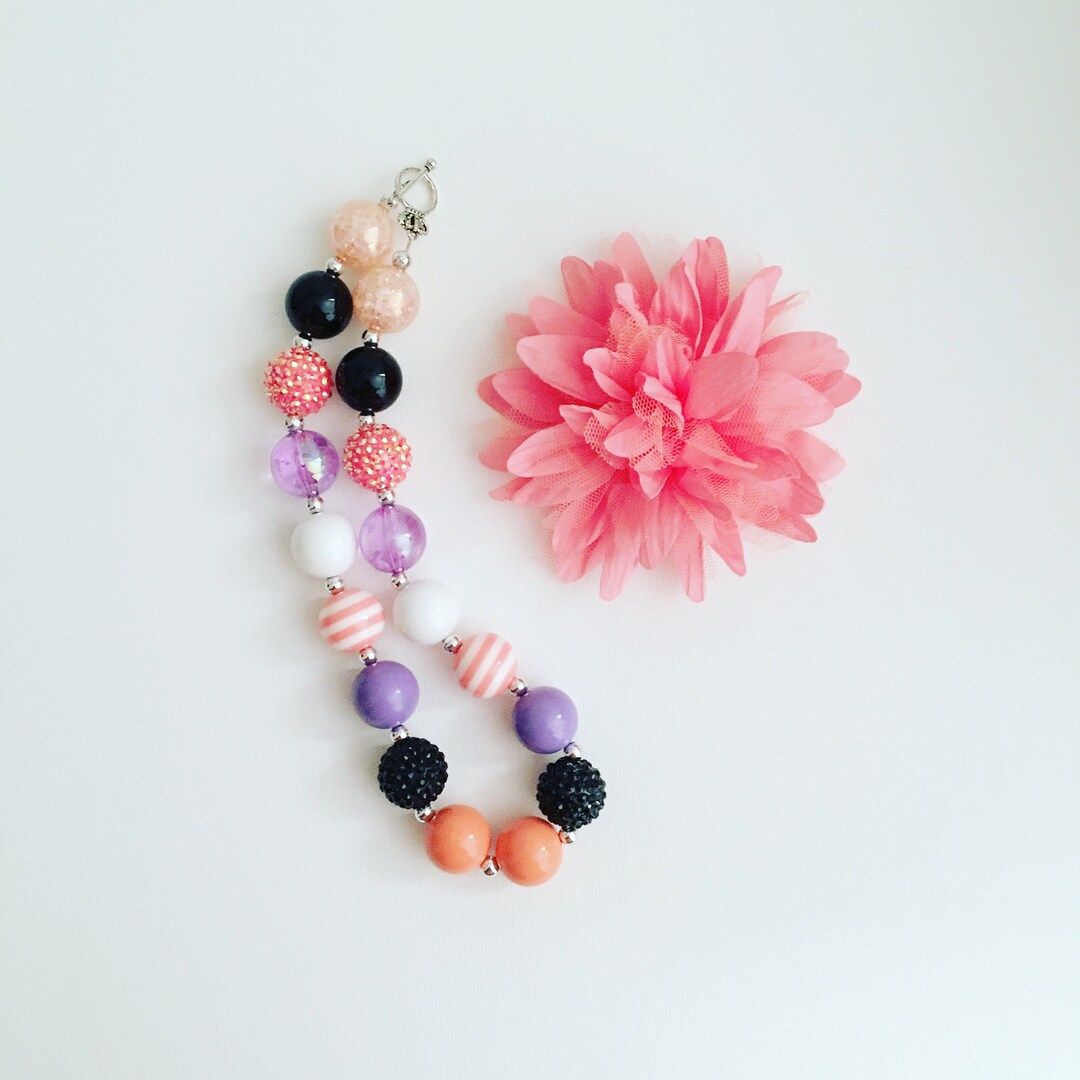 Chunky Bead Spring Necklace and Bow - Spring Necklace - Spring Necklace ...