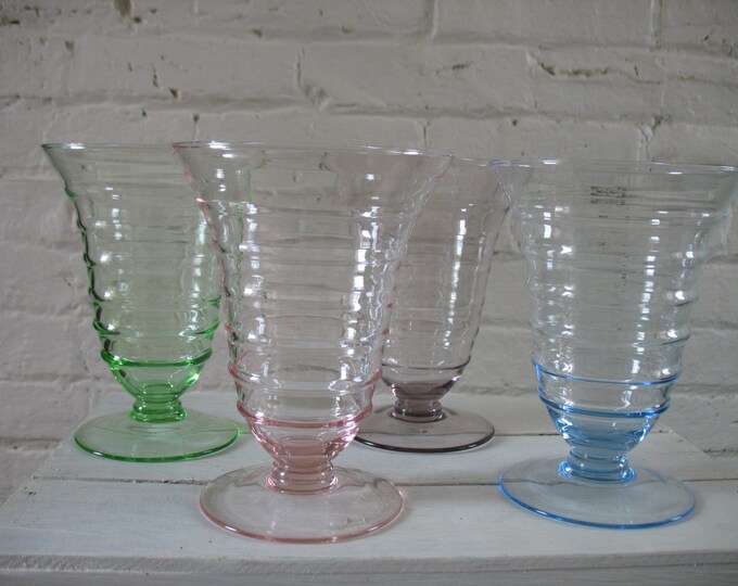 Vintage Princess House Crystal Sundae / Parfait Glasses Pastel Set of ...