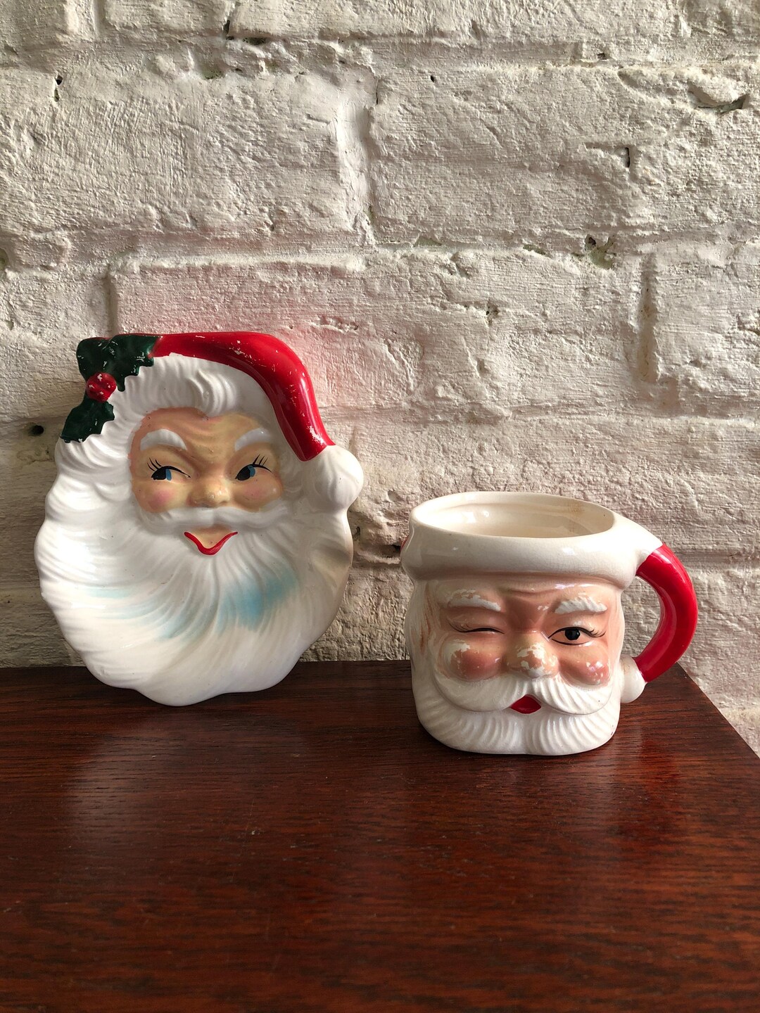 Vintage Santa Face Winking Mug and Wall Hanging Santa Japan - Etsy