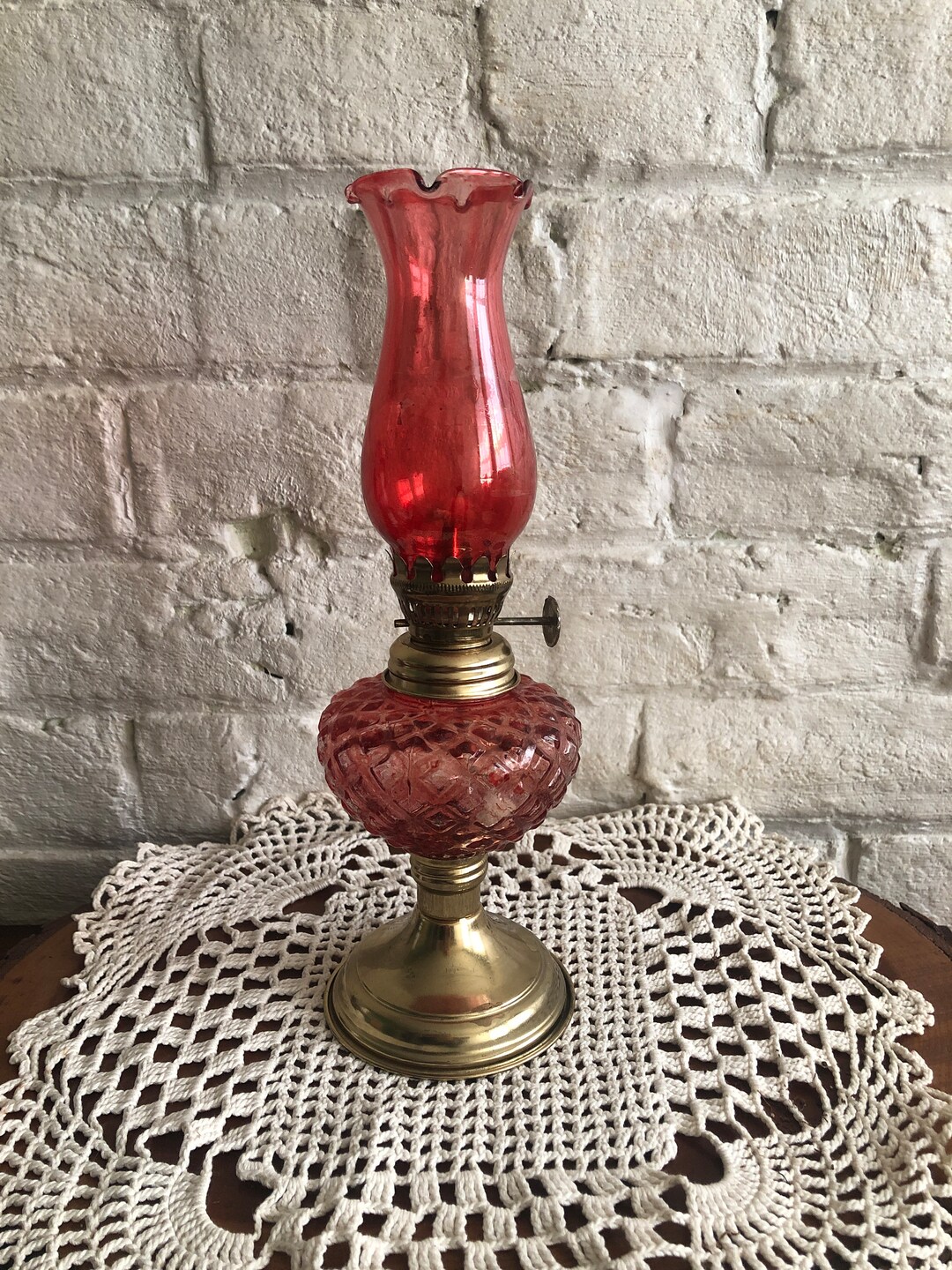 Vintage Cranberry Oil Lamp Hong Kong - Etsy