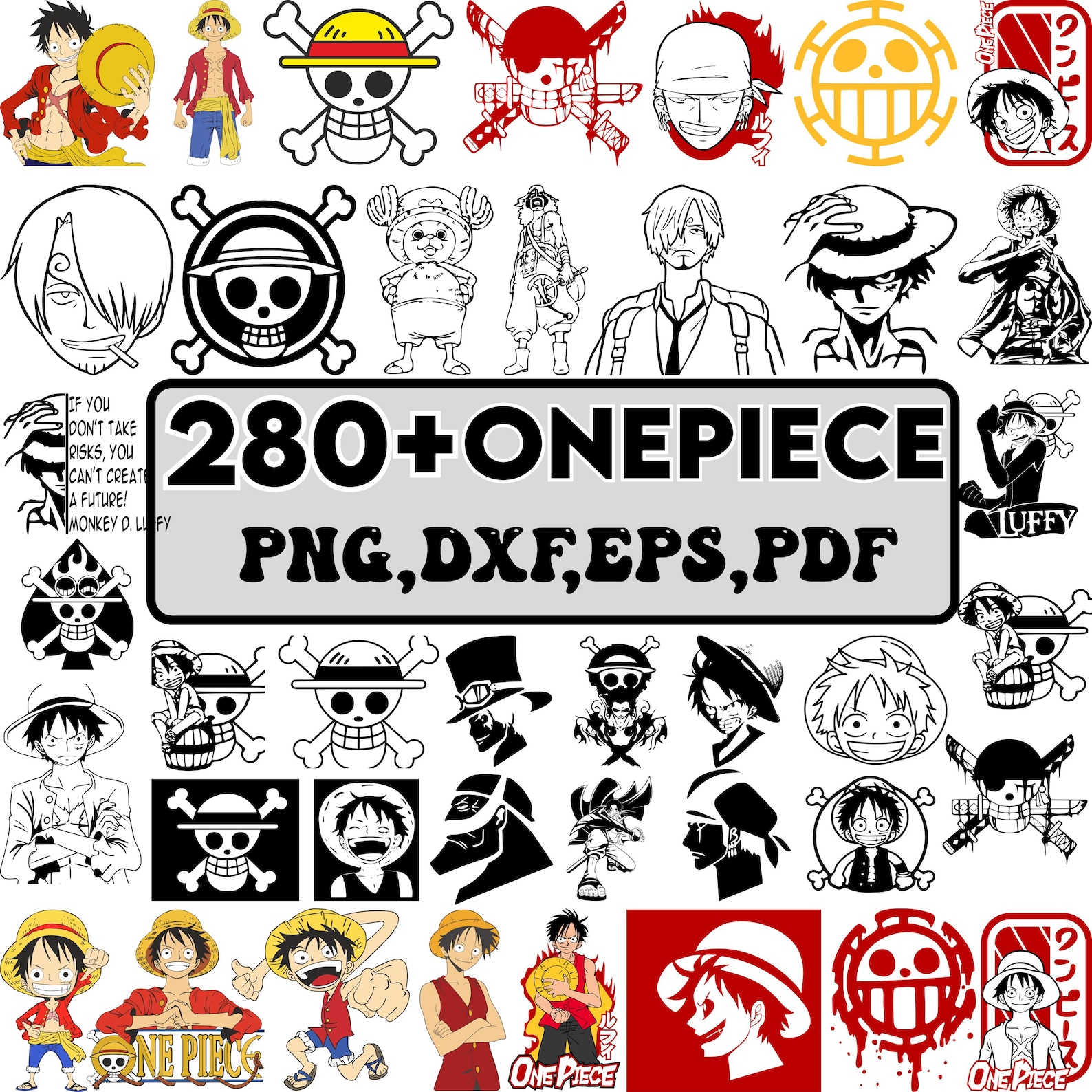 One Piece SVG Bundle | Anime Pirate Adventure Designs Mega Bundle ...