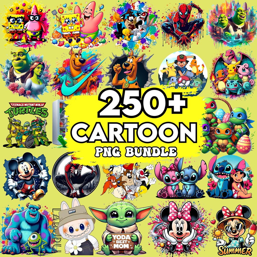 250+ Cartoon Bundle PNG, Cartoon Characters, Cartoons Bundle, Retro Png ...