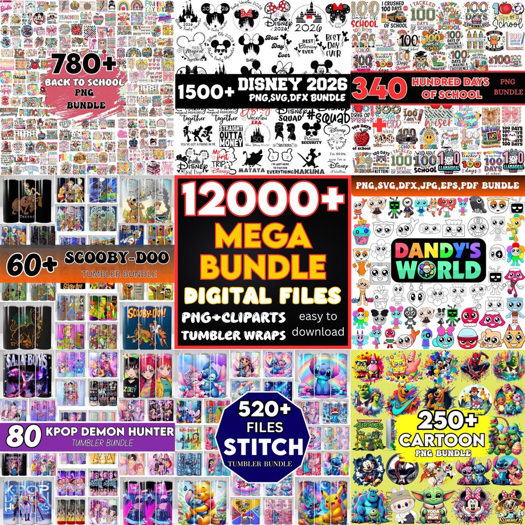 12000+ Mega Bundle Collection | SVG, PNG, EPS, Dxf | Fonts, Mockups ...