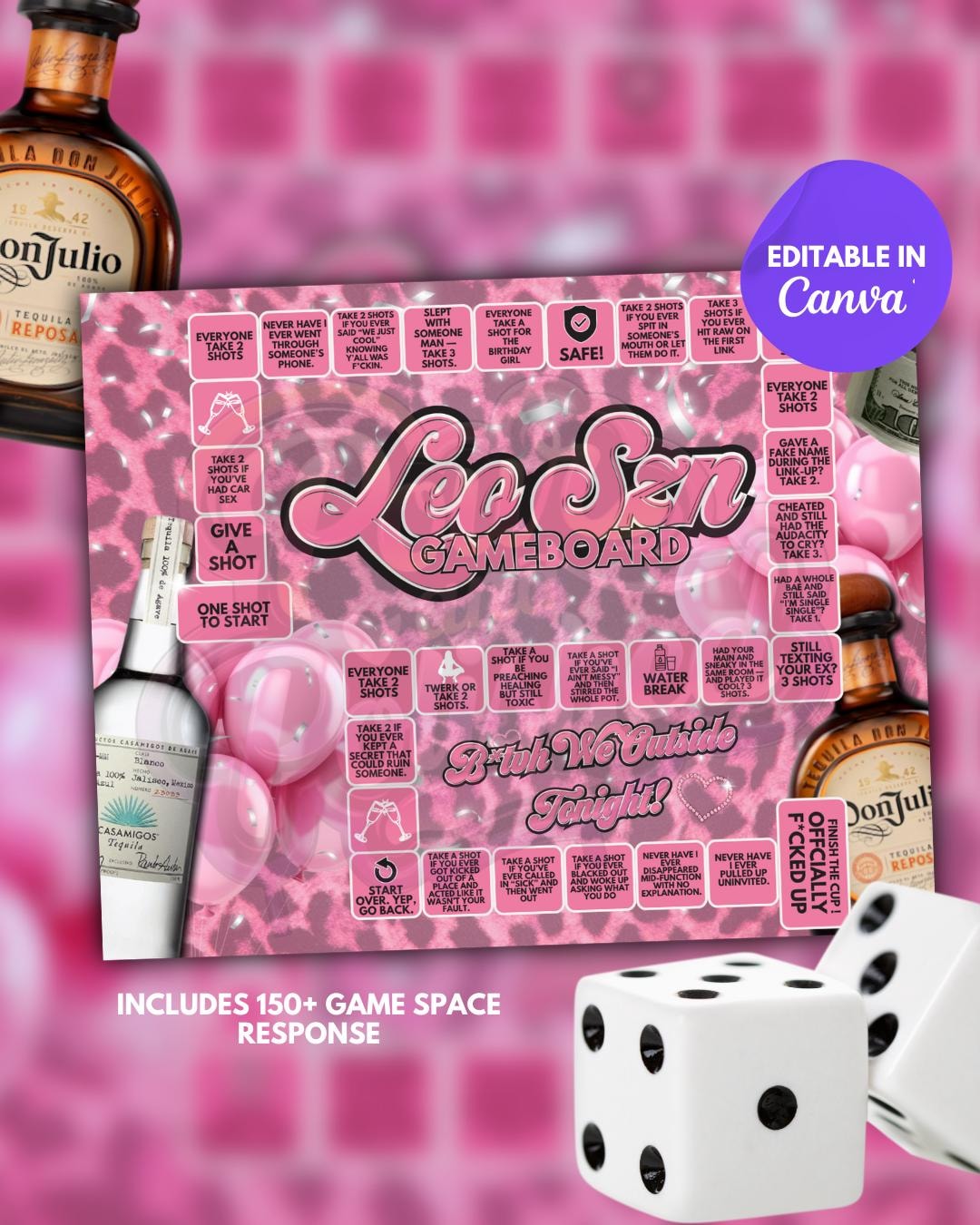 Custom Party Game Board | Editable Canva Template (digital Download) - Etsy
