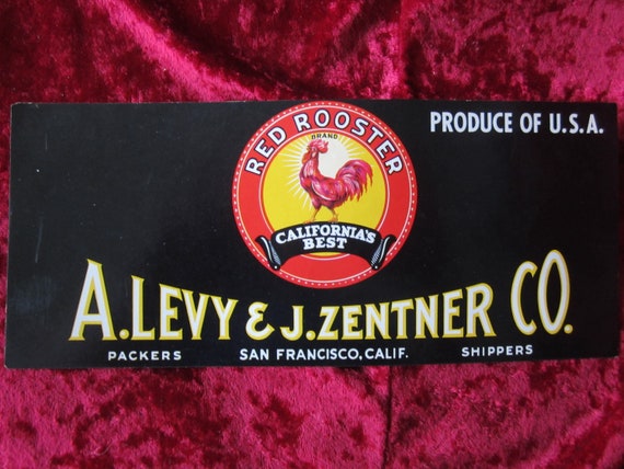 Red Rooster Vintage Fruit Crate Label San Francisco - Etsy