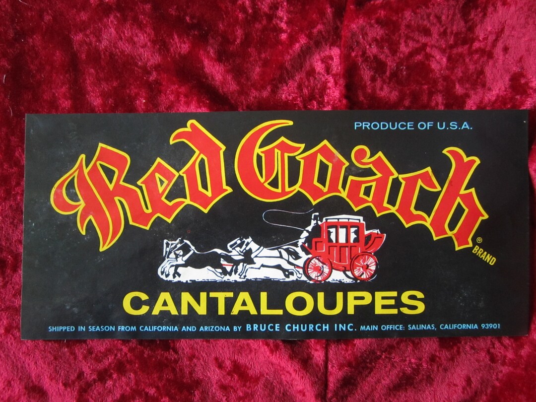 Red Coach Cantaloupes Vintage Fruit Crate Label - Etsy