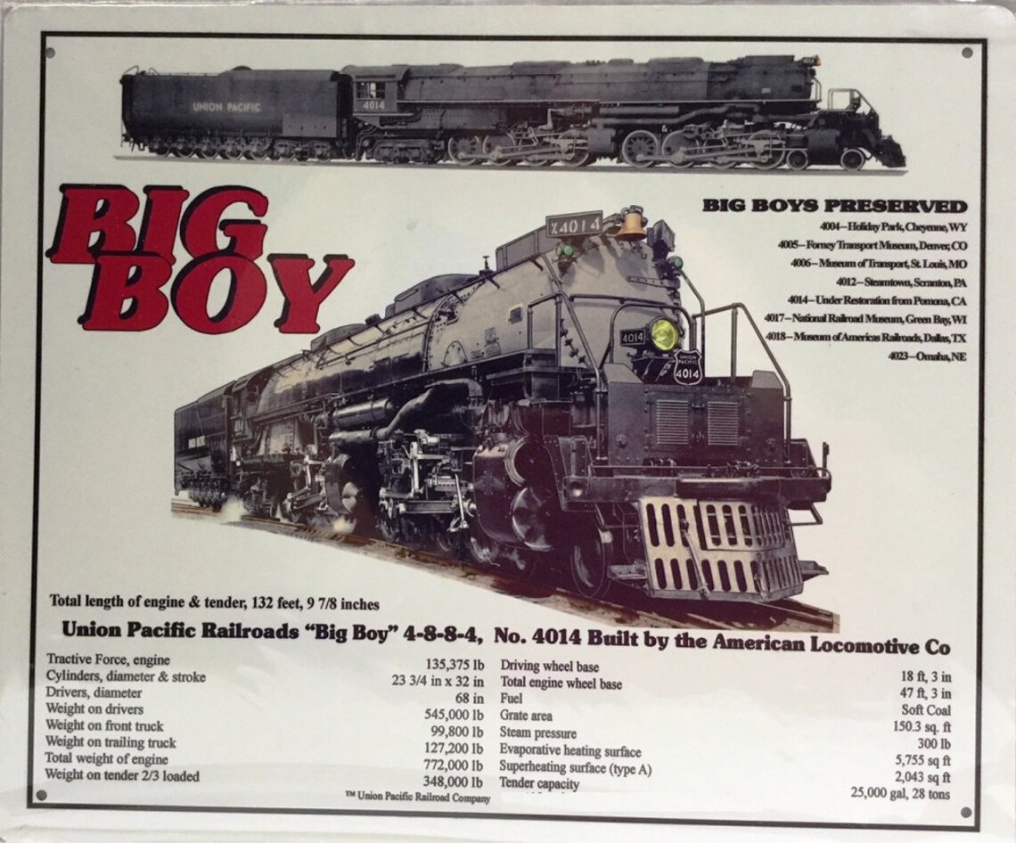 Union Pacific Railroad BIG BOY Train Metal Sign | Etsy
