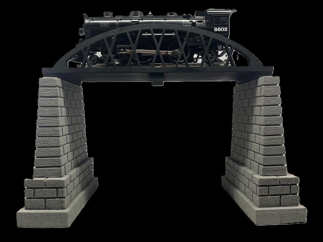 O SCALE Bridge Supports - (2) Model Railroad Gray Piers - 7" Tall , Toy ...