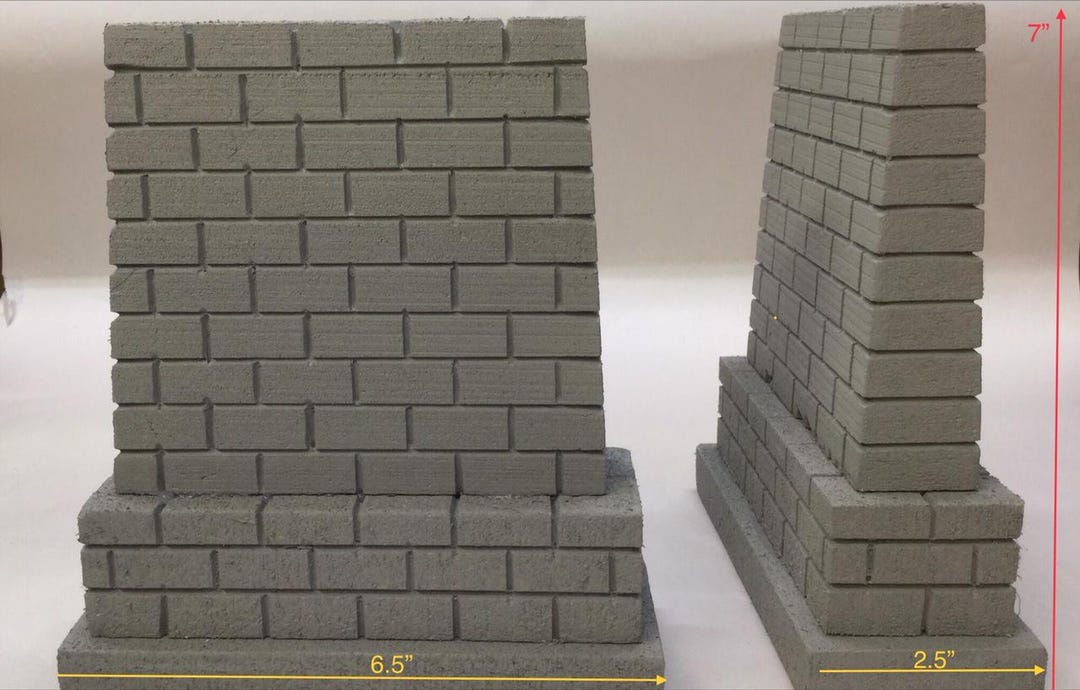 O SCALE Bridge Supports - (2) Model Railroad Gray Piers - 7" Tall , Toy ...