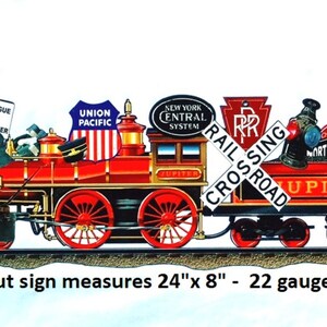 RAILROAD SIGN Party & Wall Decoration - 24 Inch Metal Sign With Wooden ...