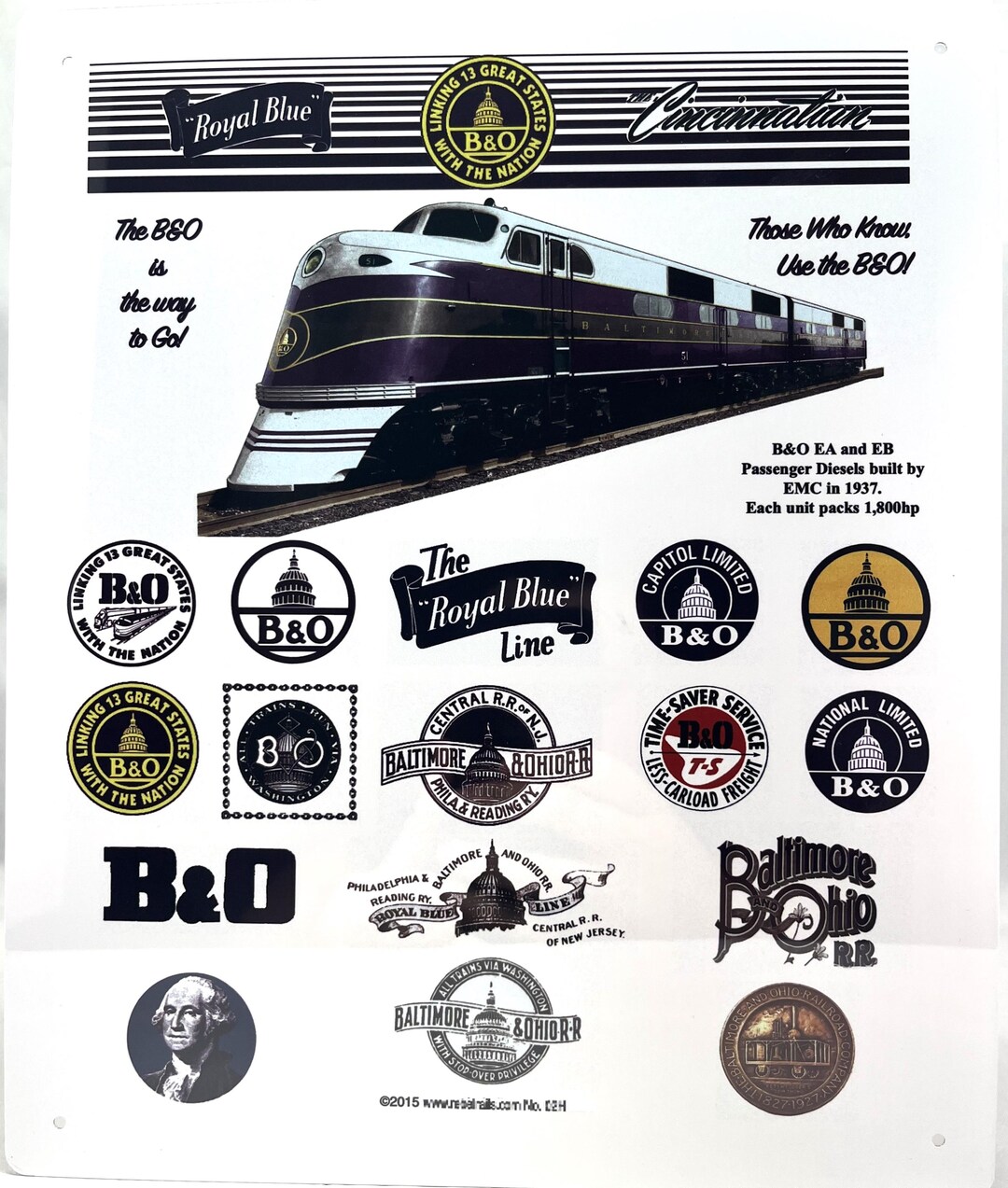 B&O Railroad TRAIN SIGN - Heritage Logos | Baltimore Ohio Trains ...