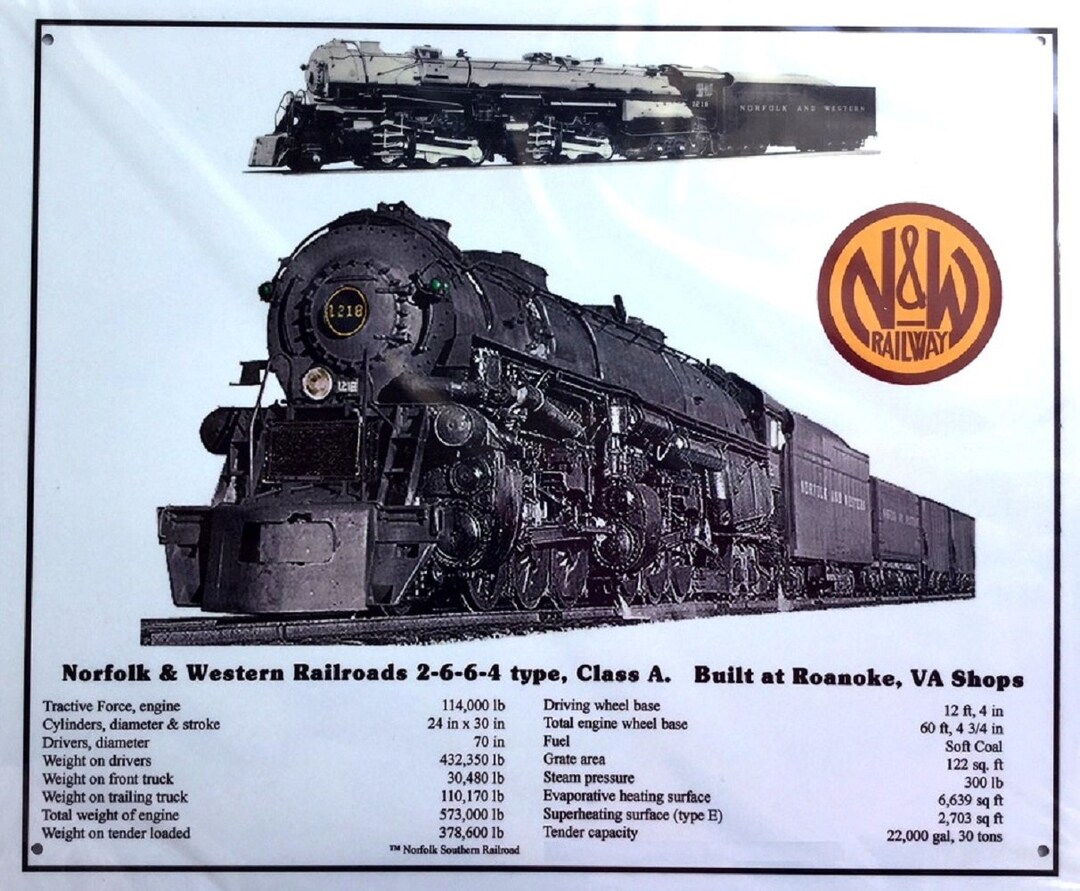 Norfolk Western Railroad Sign 1218 Locomotive Trains & Railroad Gifts ...