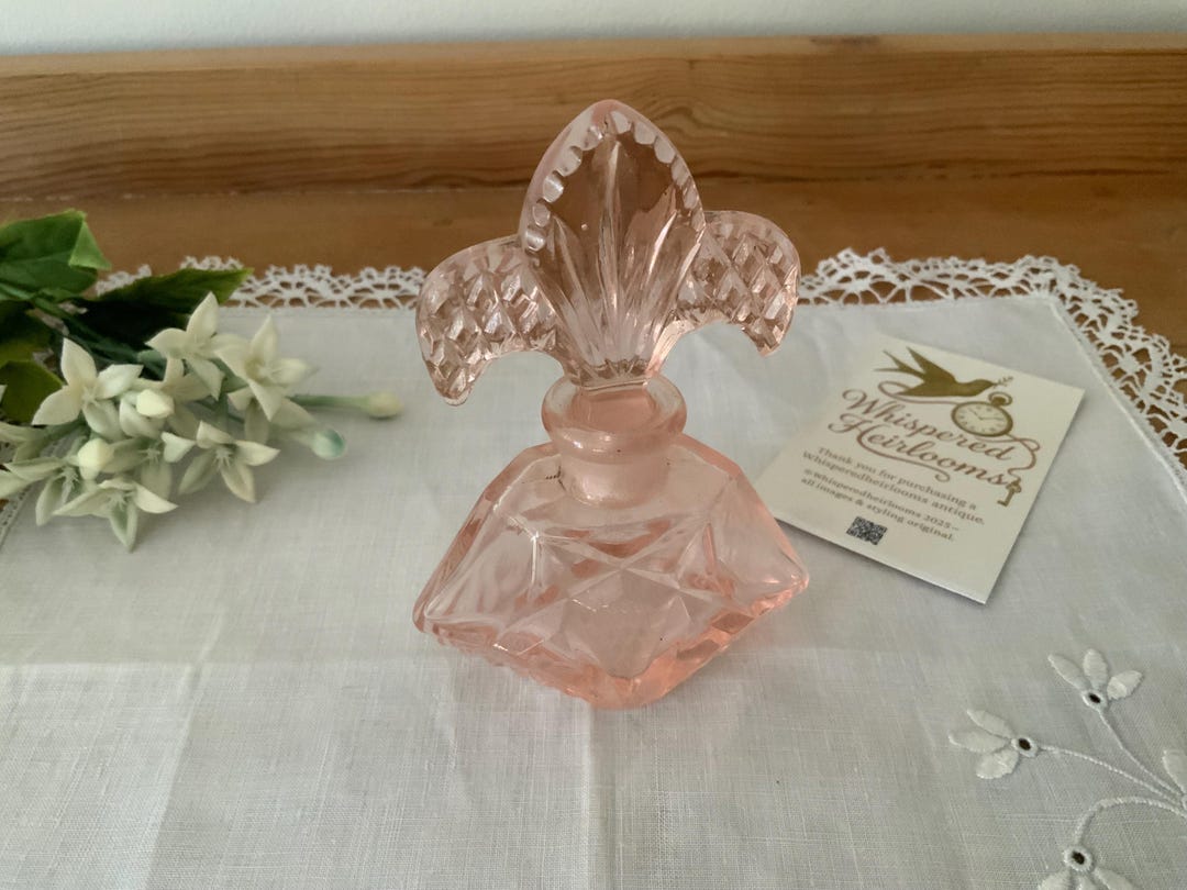 Art Deco Pink Cut Glass Perfume Bottle, Vintage Blush Scent Bottle - Etsy