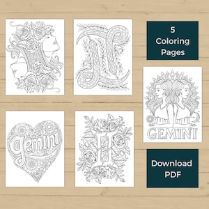 Gemini Coloring Pages | 5 Printable Zodiac Sheets | Gemini Sign ...