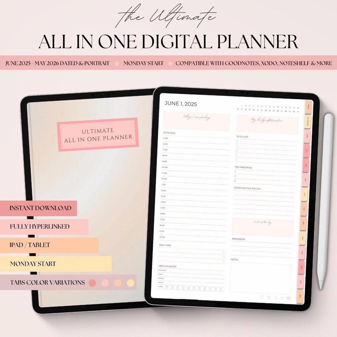 Ultimate All-in-one Digital Planner 2025–2026 | Hyperlinked iPad ...