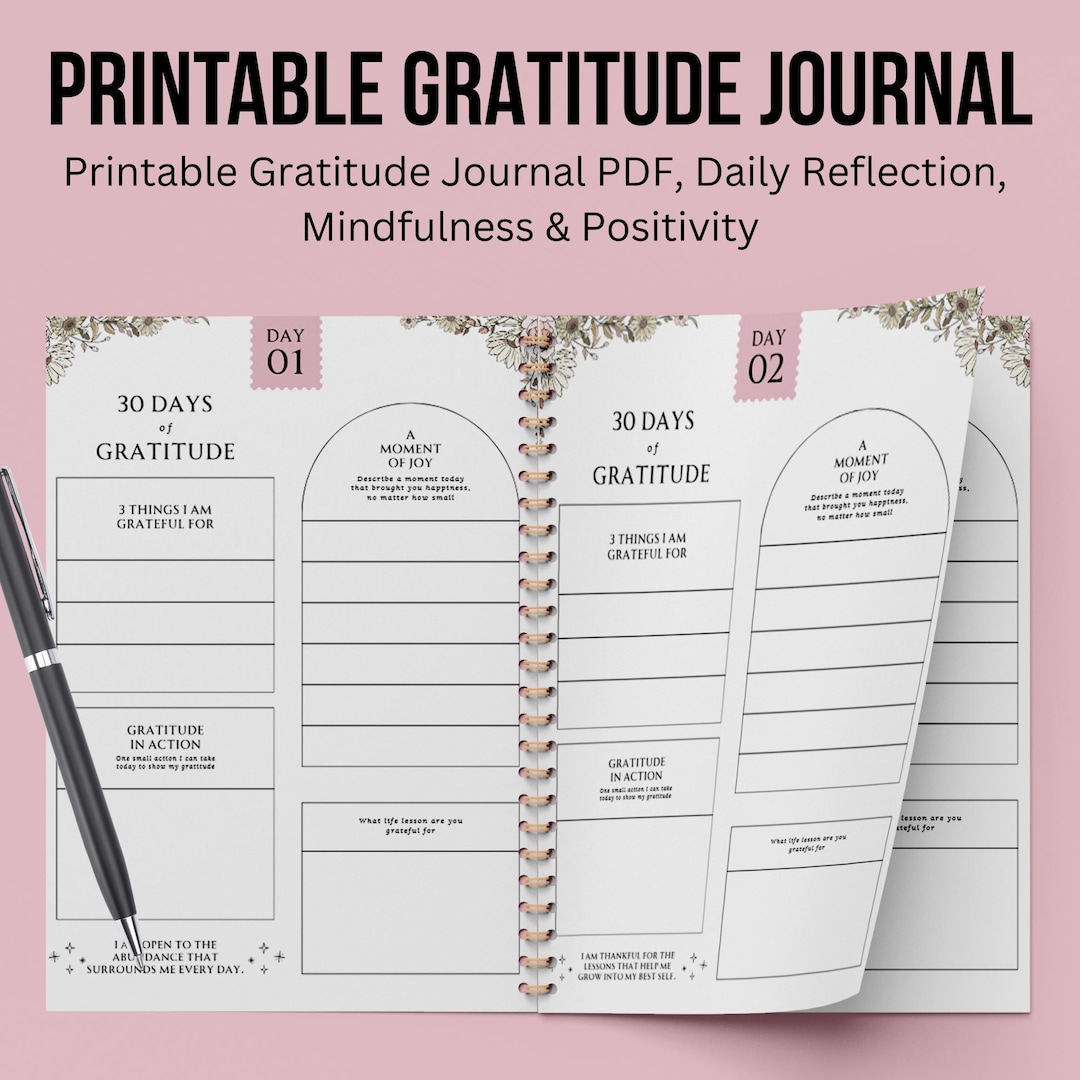 30 Days of Gratitude Journal | Pink Wellness Workbook | Daily ...