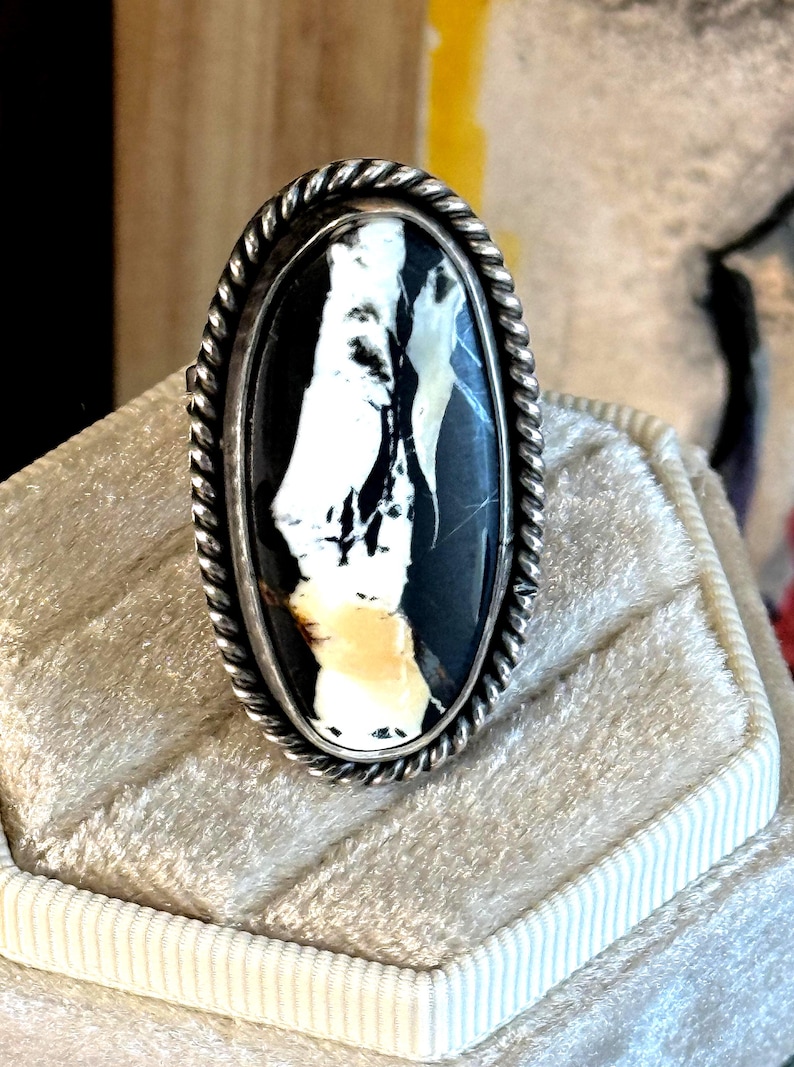 Sterling Silver Ring With White Buffalo Cabochon - Etsy