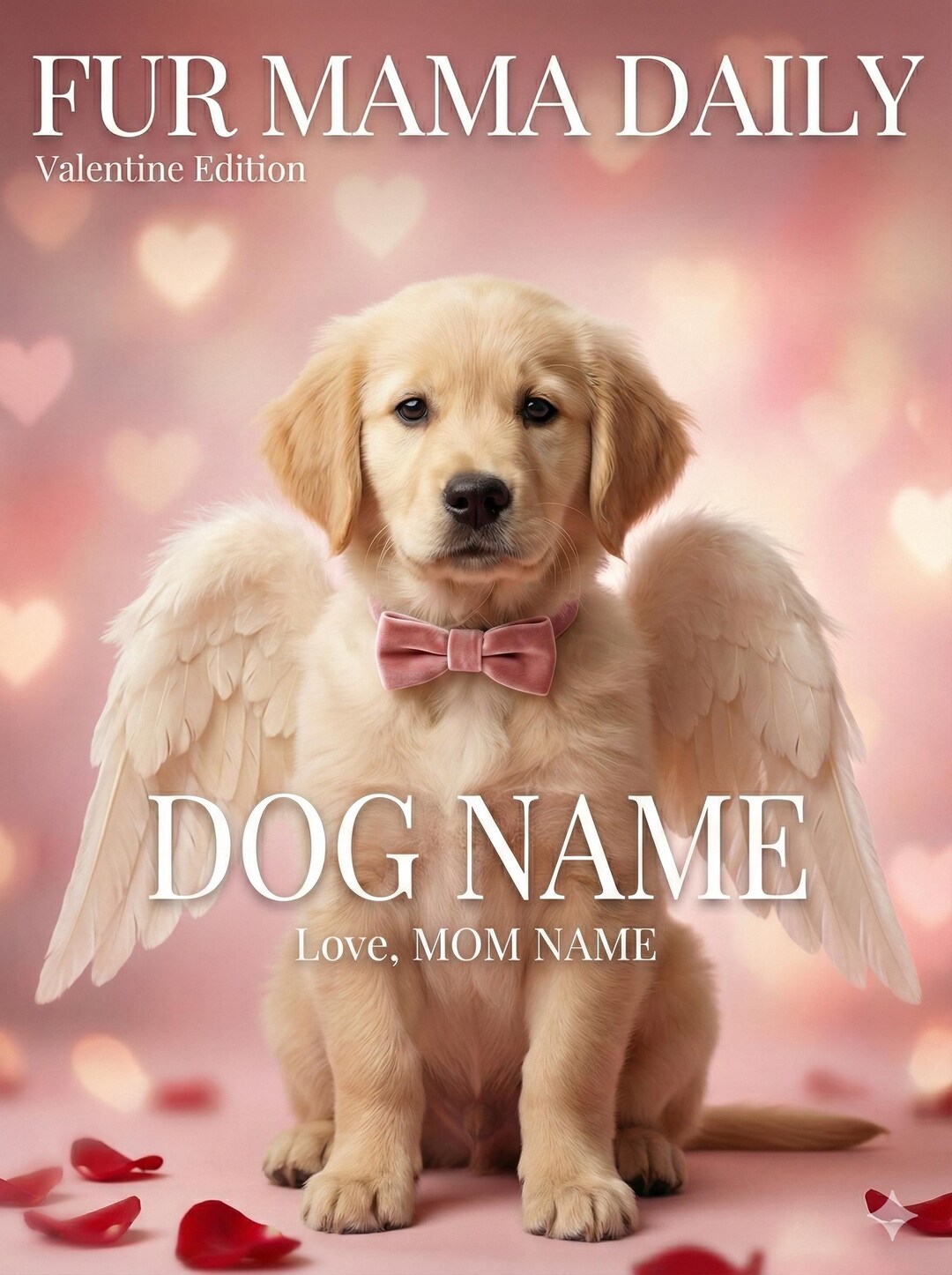 Cupid Dog Portrait on Canvas | Custom Valentine Dog Art From Photo ...
