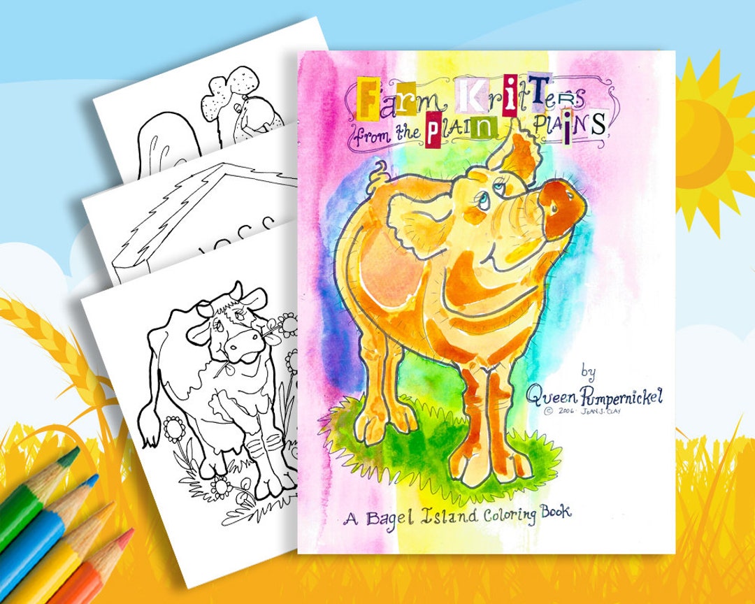 Childrens Digital PDF Coloring Book - 3 Farm Animal Masks - Farm ...