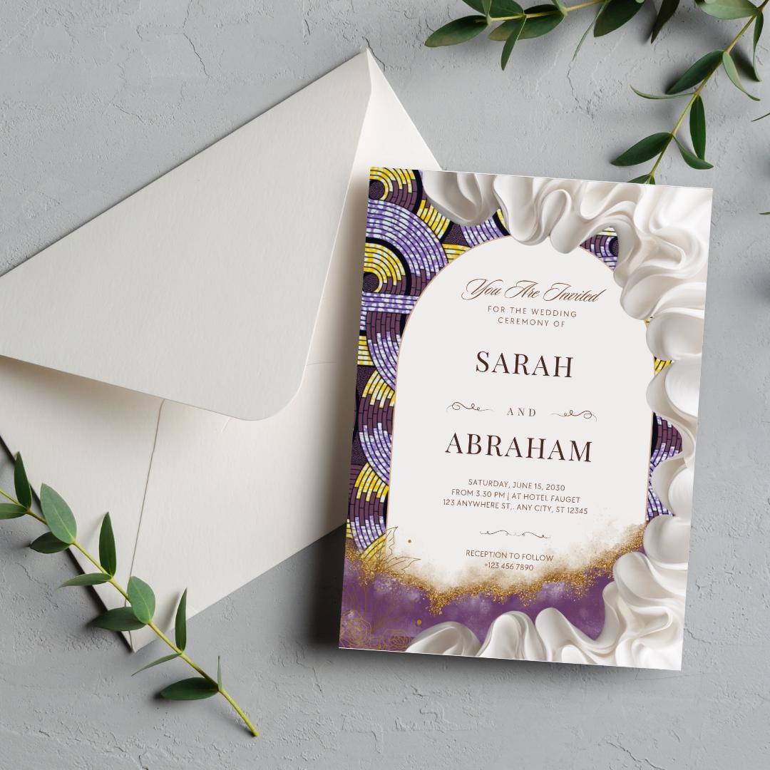 Traditional Wedding Invitation for Afro Couple With African Print ...