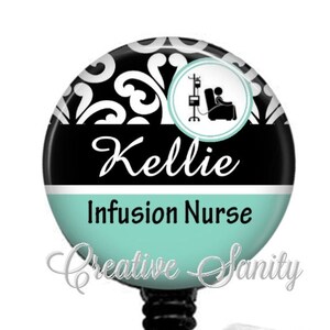 Infusion Nurse Black Damask Oncology Nurse Nurse Badge - Etsy