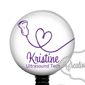 Ultrasound Tech Badge Purple Transducer Heart Sonographer - Etsy