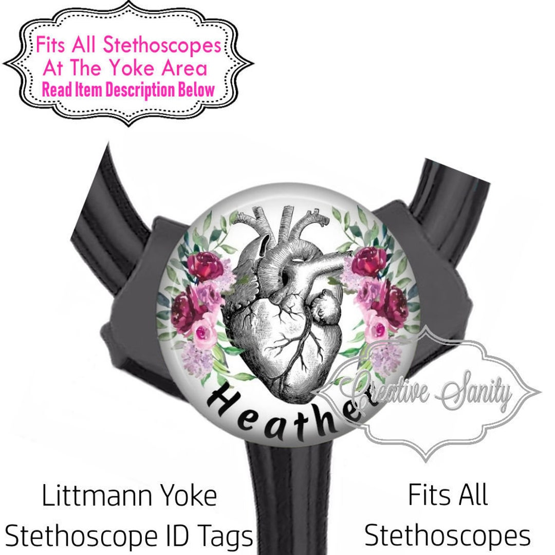 Littmann Stethoscope ID Tag, Personalized Heart Flowers, Cardio Tech ...