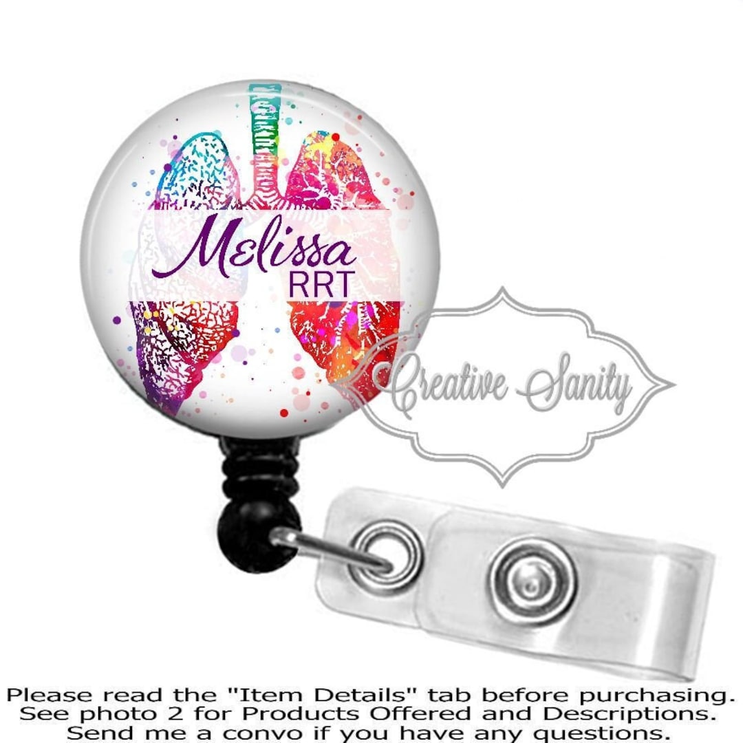 Colorful Lungs Badge Reel: Respiratory Therapist Nurse, RRT Badge ...