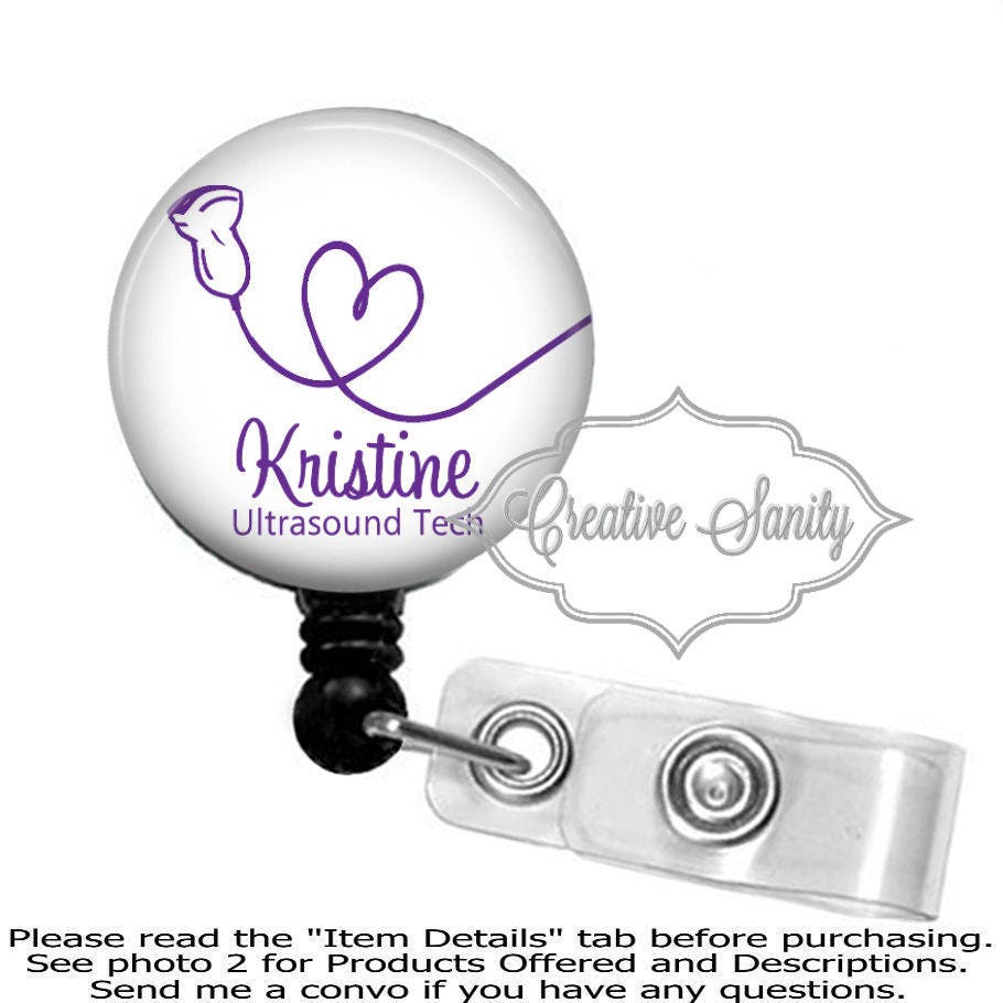 Ultrasound Tech Badge Purple Transducer Heart Sonographer | Etsy