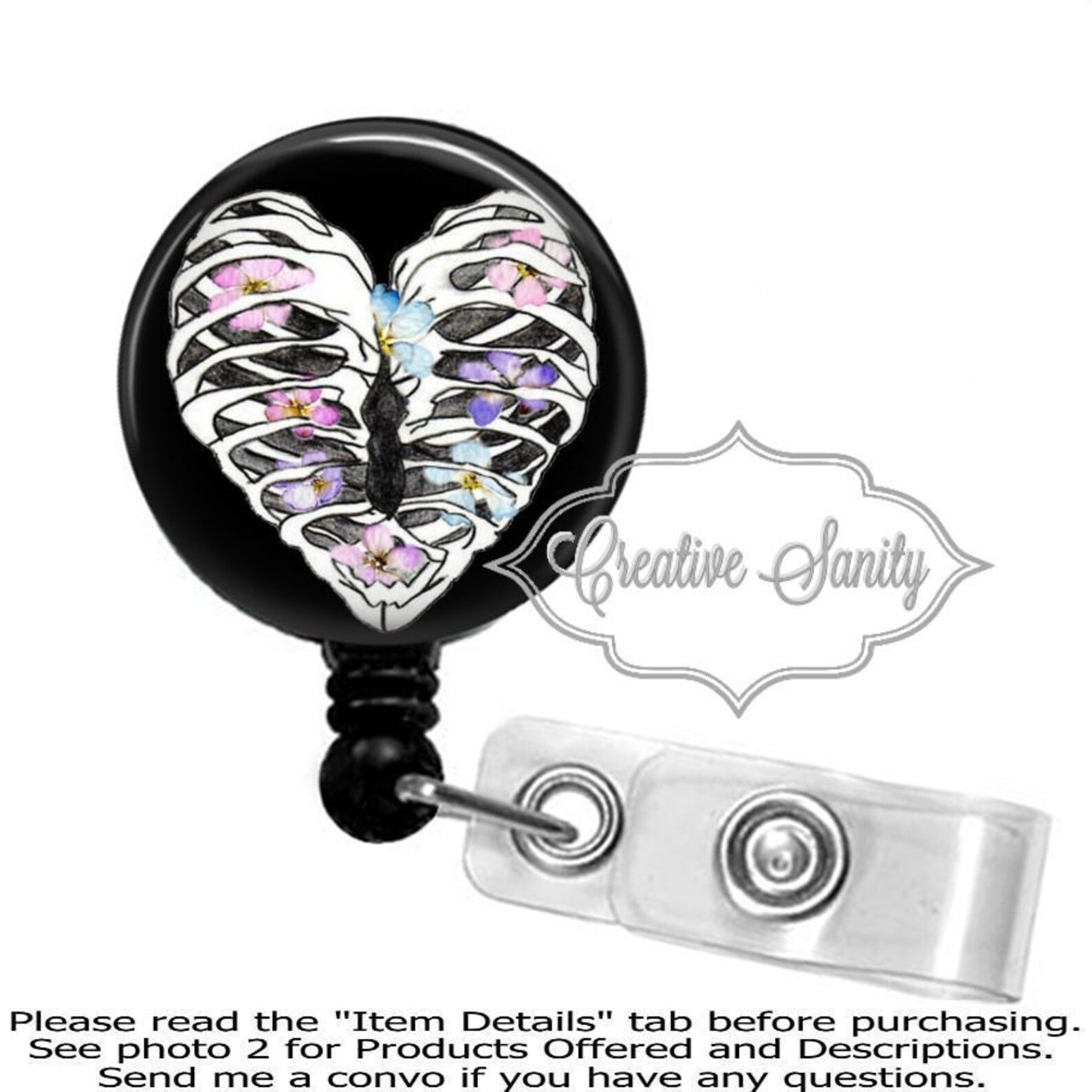 Radiology Badge Reel, Watercolor Floral Ribs, X-ray Tech, Rad Tech ...