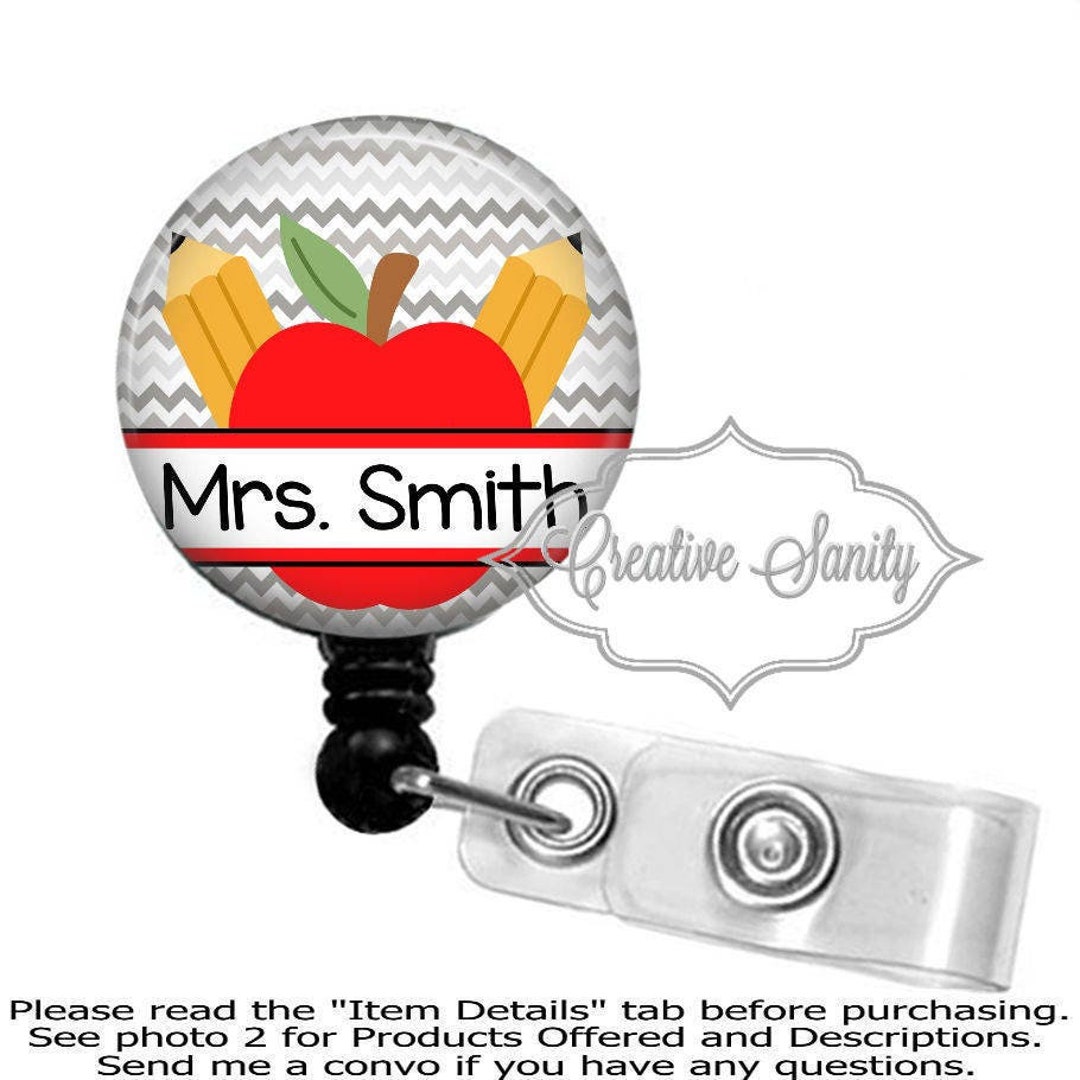 Red Apple Teacher Badge, Personalized Teacher Apple Badge, Teacher ...