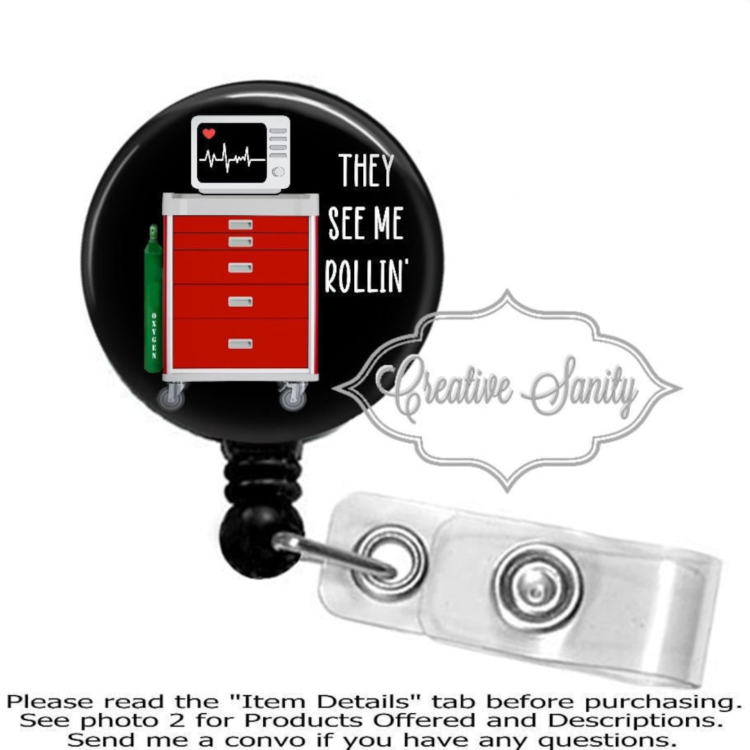 Funny Crash Cart Badge Reel They See Me Rollin' Trauma - Etsy